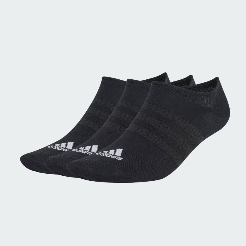 adidas Thin and Light No-Show Socks 3 Pairs - Black | Free Delivery ...