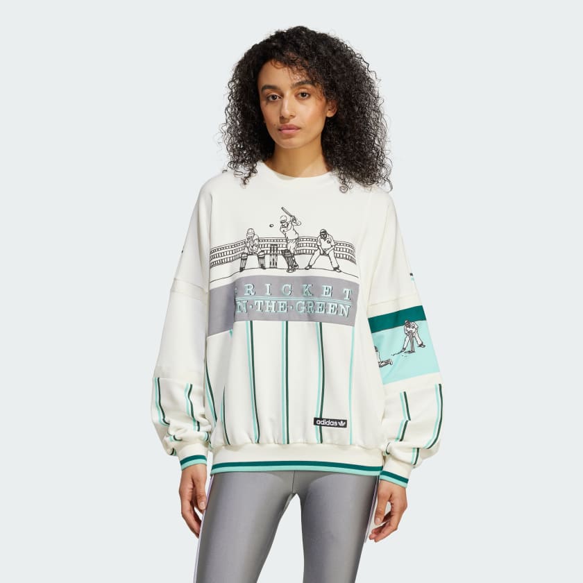 adidas Originals Retro Sports Cricket-Inspired Crew Sweatshirt - White ...