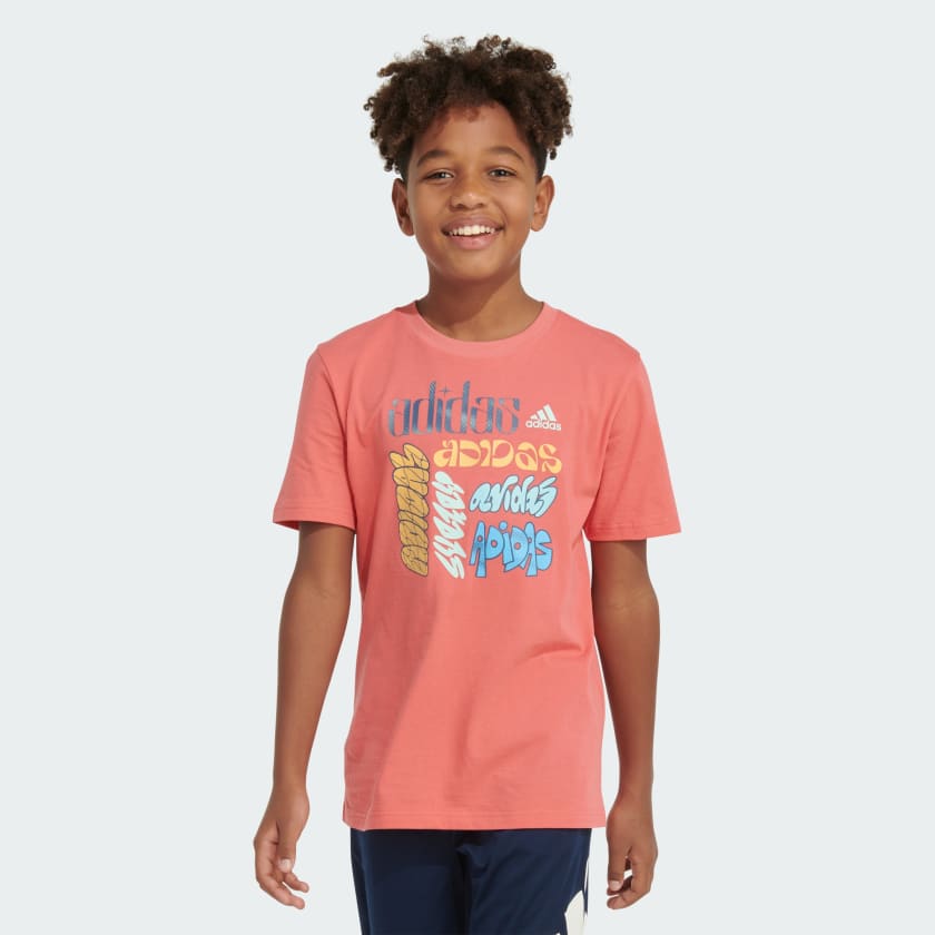 adidas SS ADIDAS TEXT TEE - Red | Free Shipping with adiClub | adidas US