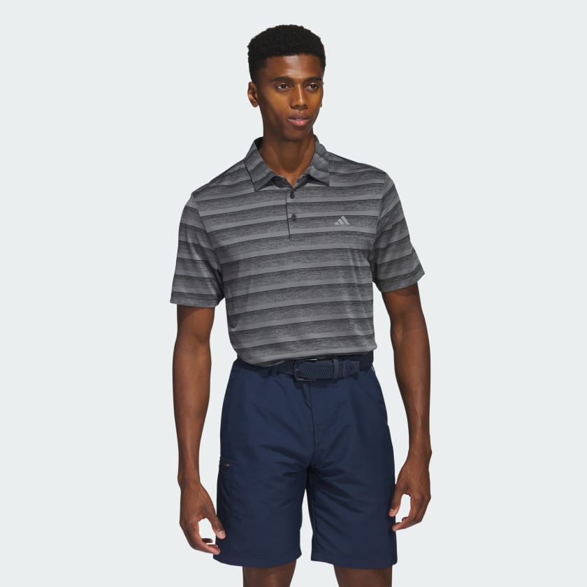 adidas Two-Color Striped Golf Polo Shirt - Black | adidas UK