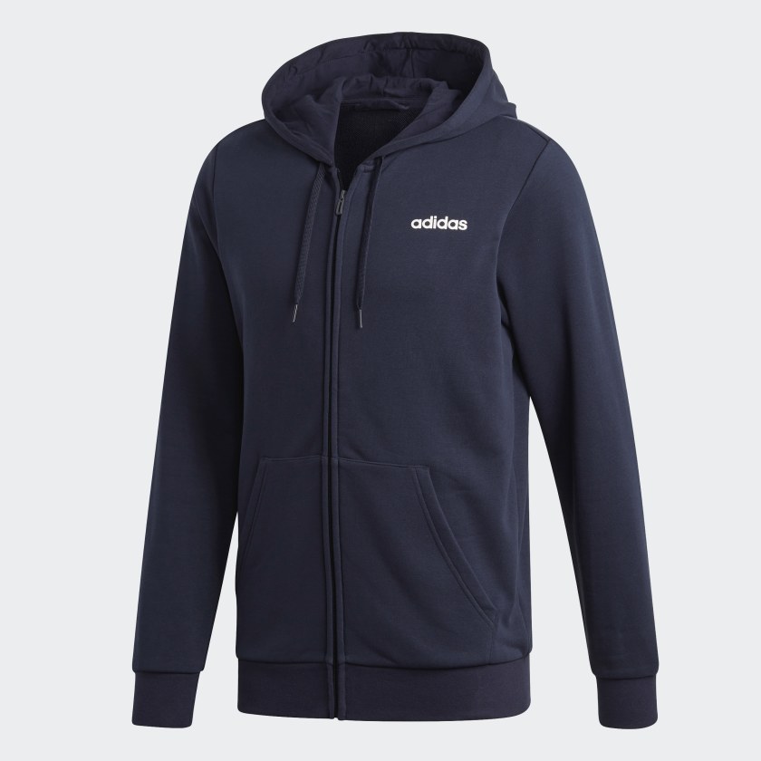 Adidas Essentials Linear French Terry Kapuzenjacke Blau Adidas
