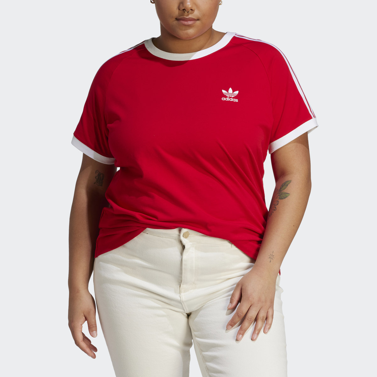Adidas Adicolor Classics Oversized Slim 3 Stripes Tee Plus Size