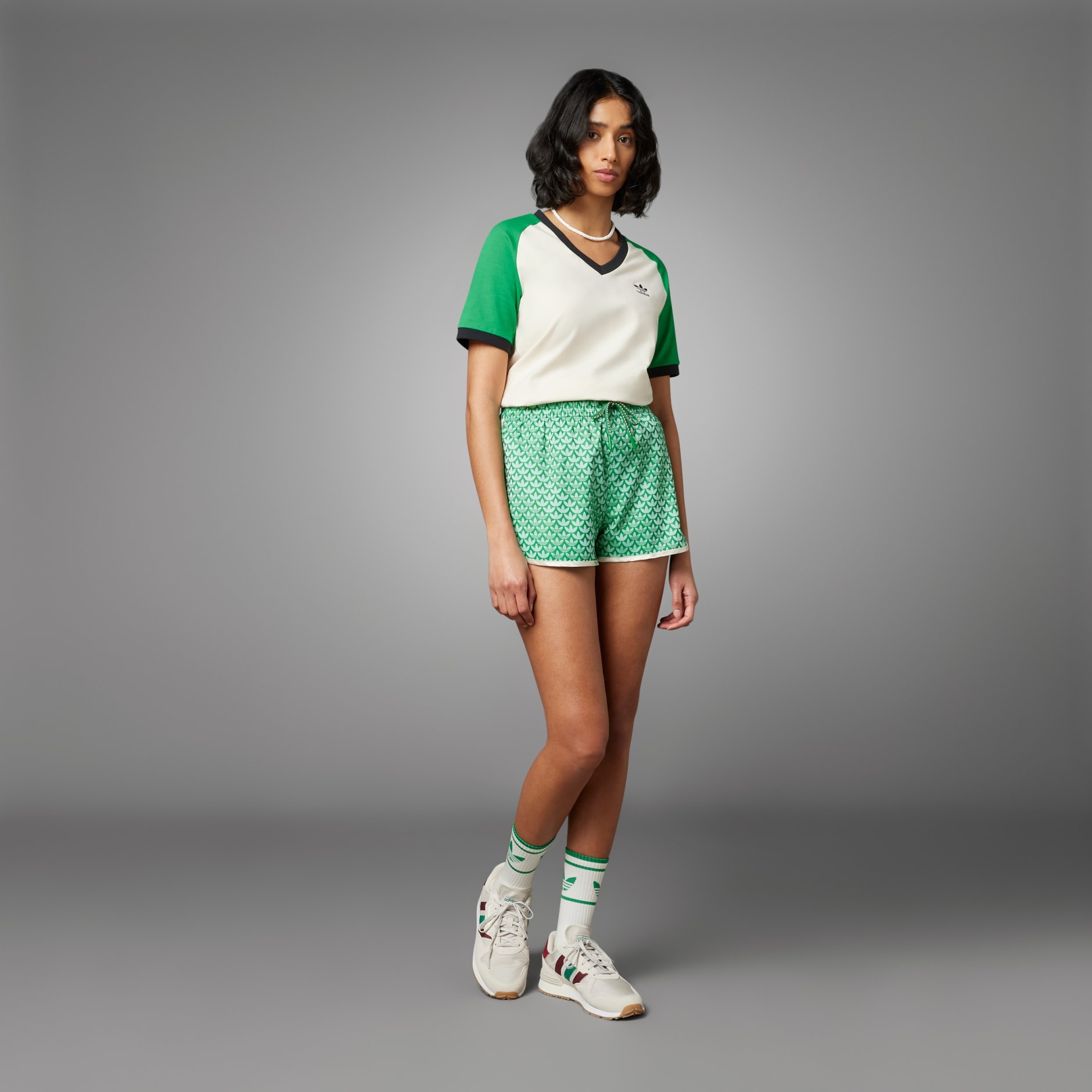 adidas Adicolor 70s High-Waist Monogram Shorts - Green | adidas ZA