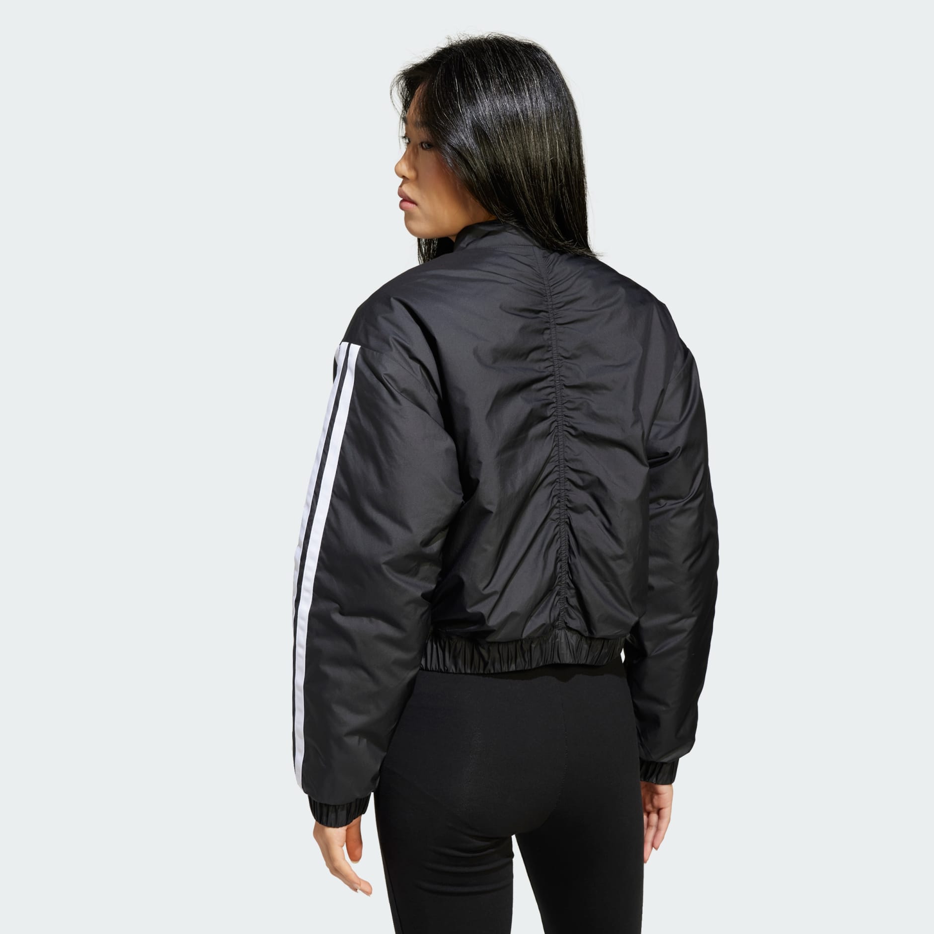adidas Essentials 3-Stripes Insulated Crop Bomber Jacket - Black | adidas UAE