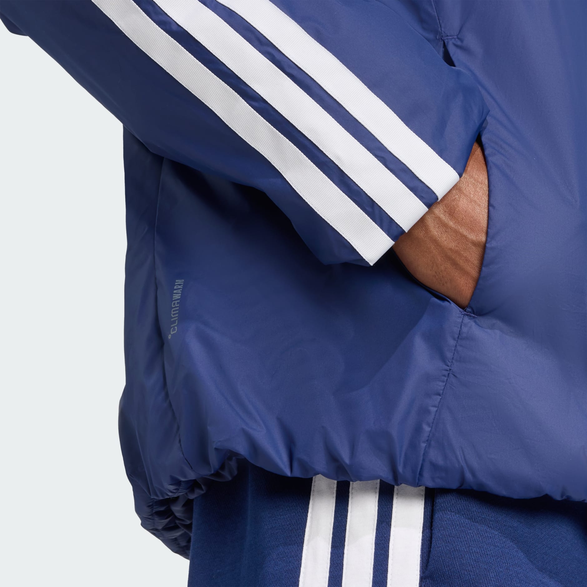 Clothing - Essentials CLIMAWARM 3-Stripes Insulated Hooded Jacket - Blue | adidas Qatar