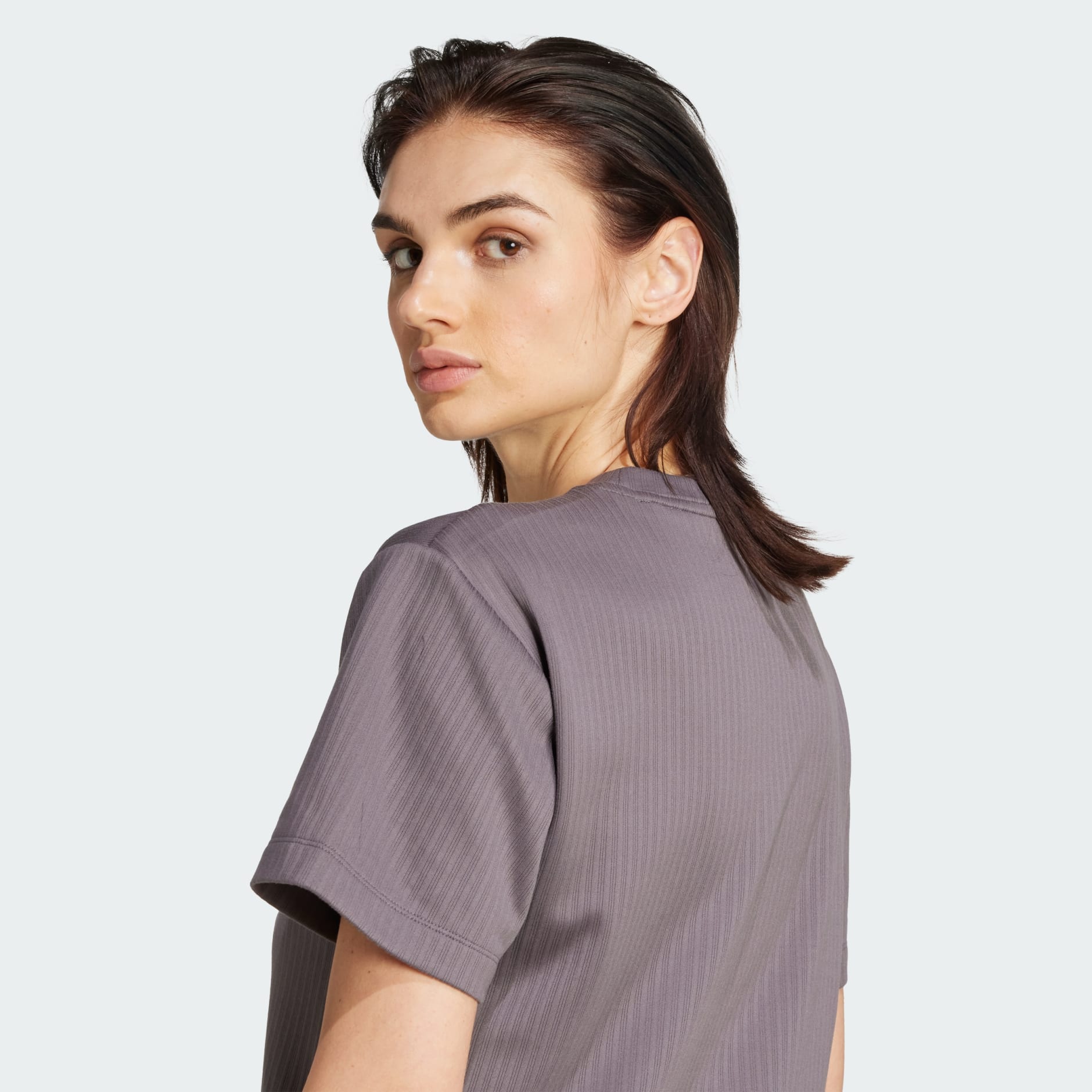 Clothing - Essentials Winterized Wide Rib Tee - Grey | adidas South Africa