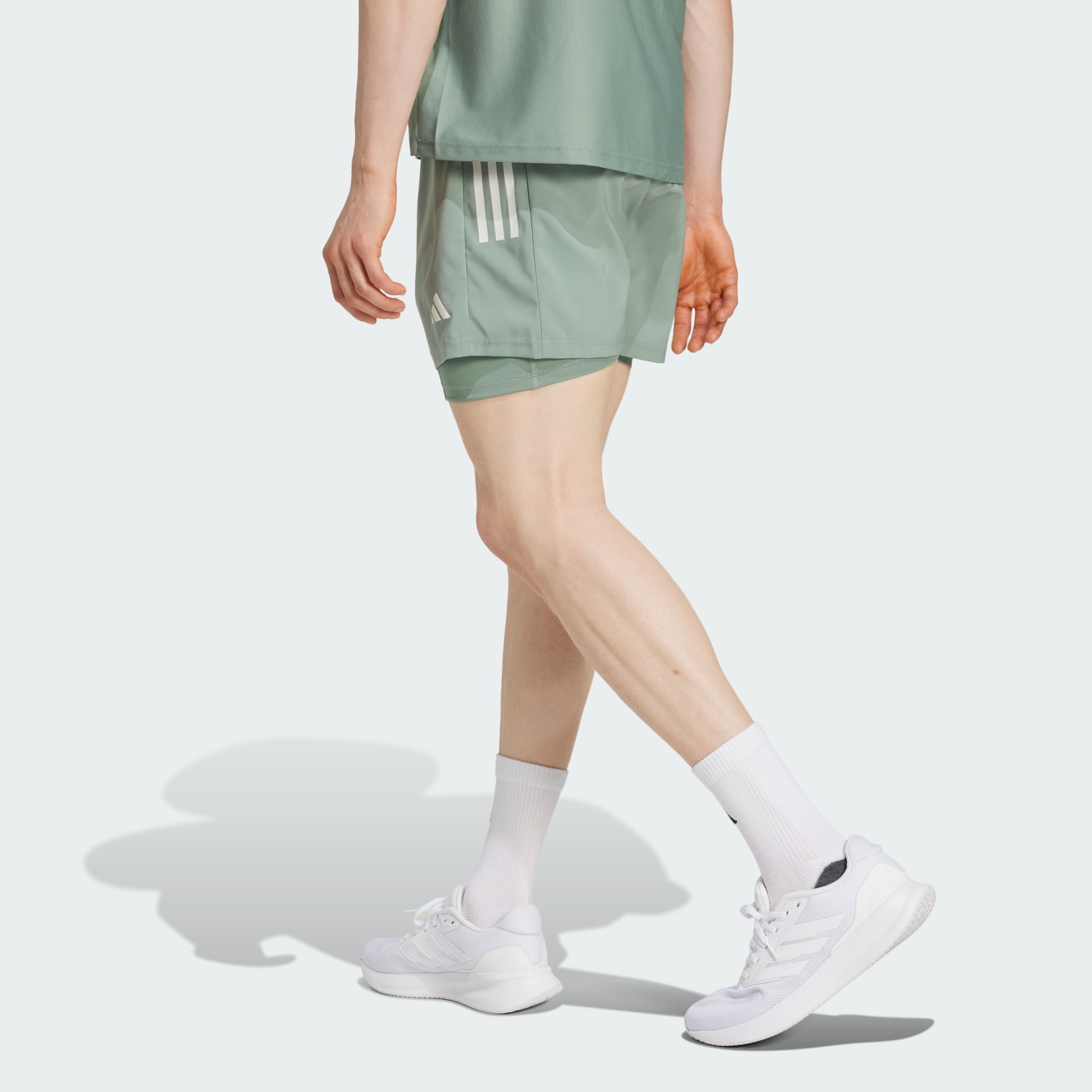 adidas Own the Run CLIMACOOL 2-in-1 Shorts - Green | adidas UAE
