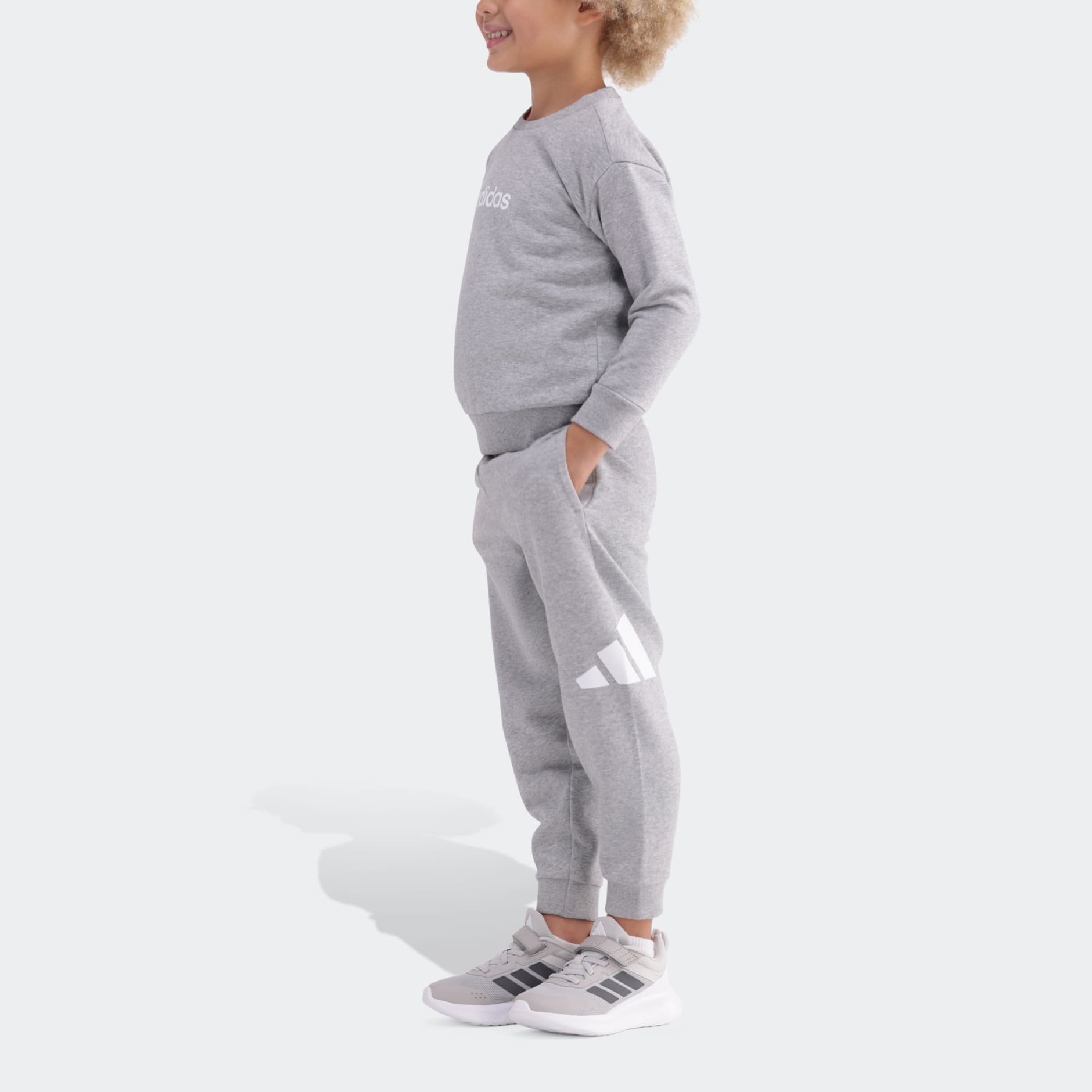 Clothing - Essentials Crew Sweatshirt Kids - Grey | adidas South Africa