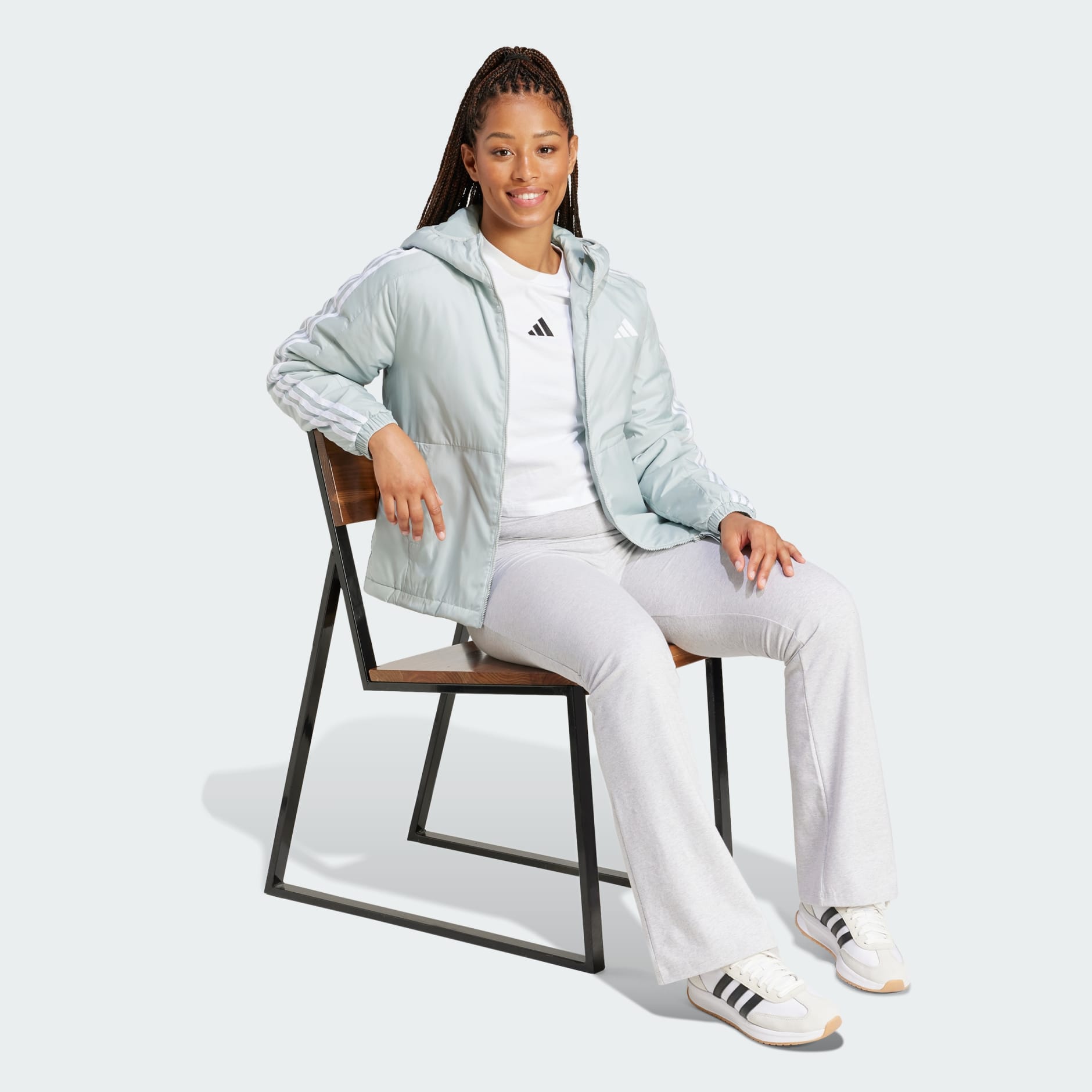 Clothing - Essentials 3-Stripes Insulation Hooded Jacket - Grey | adidas South Africa