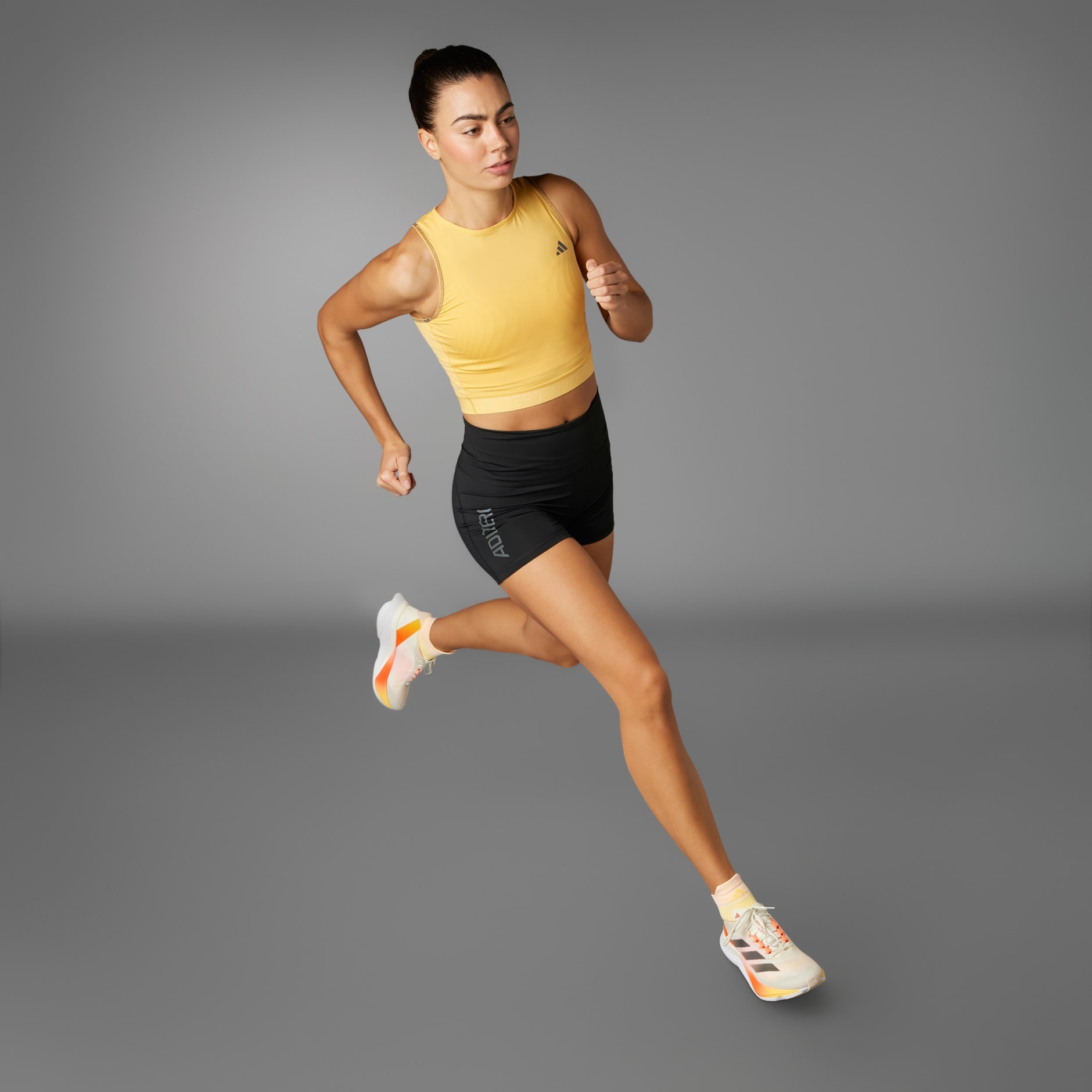 Adizero Running Crop Tank Top - Yellow | adidas Hong Kong
