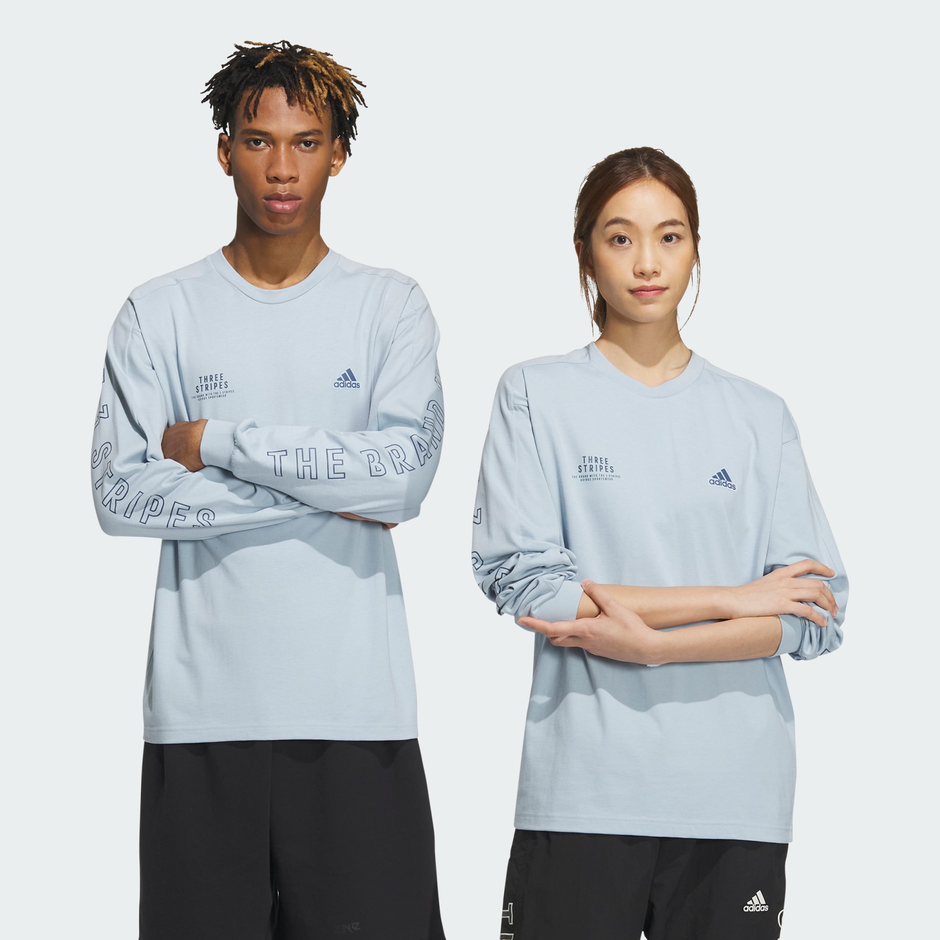 Wording Loose Fit Heavy Single Jersey Long Sleeve Tee - Blue | adidas ...