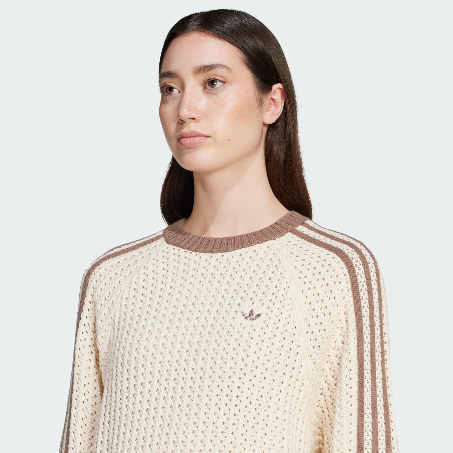 adidas Adicolor Knitted Crew Sweatshirt - White | adidas UAE