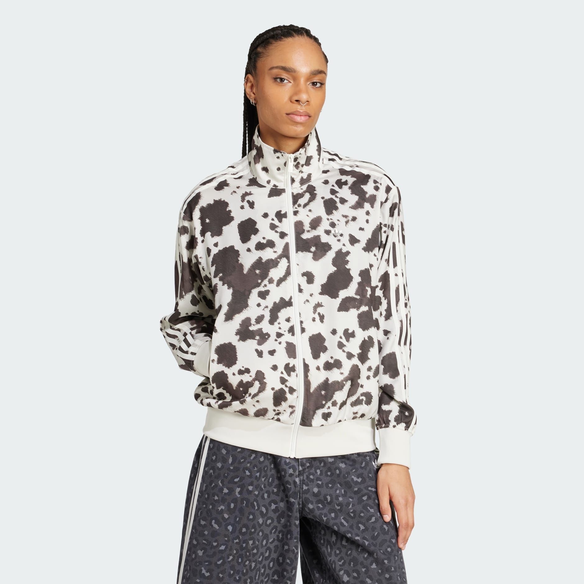 Clothing - Originals Satin Cow Print Track Top - Multicolour | adidas ...