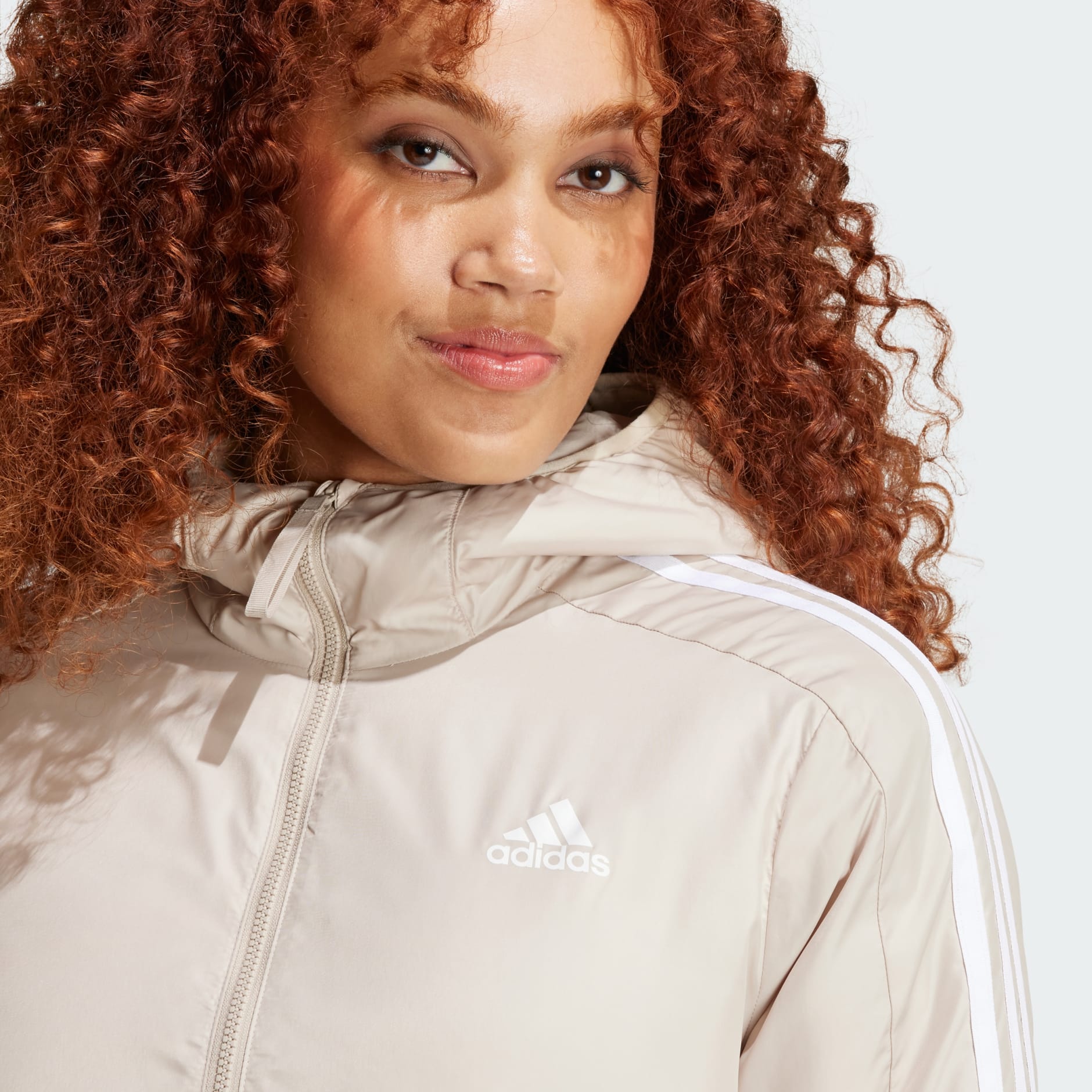 adidas Sportswear - Essentials 3-Stripes Insulated Hooded Jacket - Beige | adidas South Africa