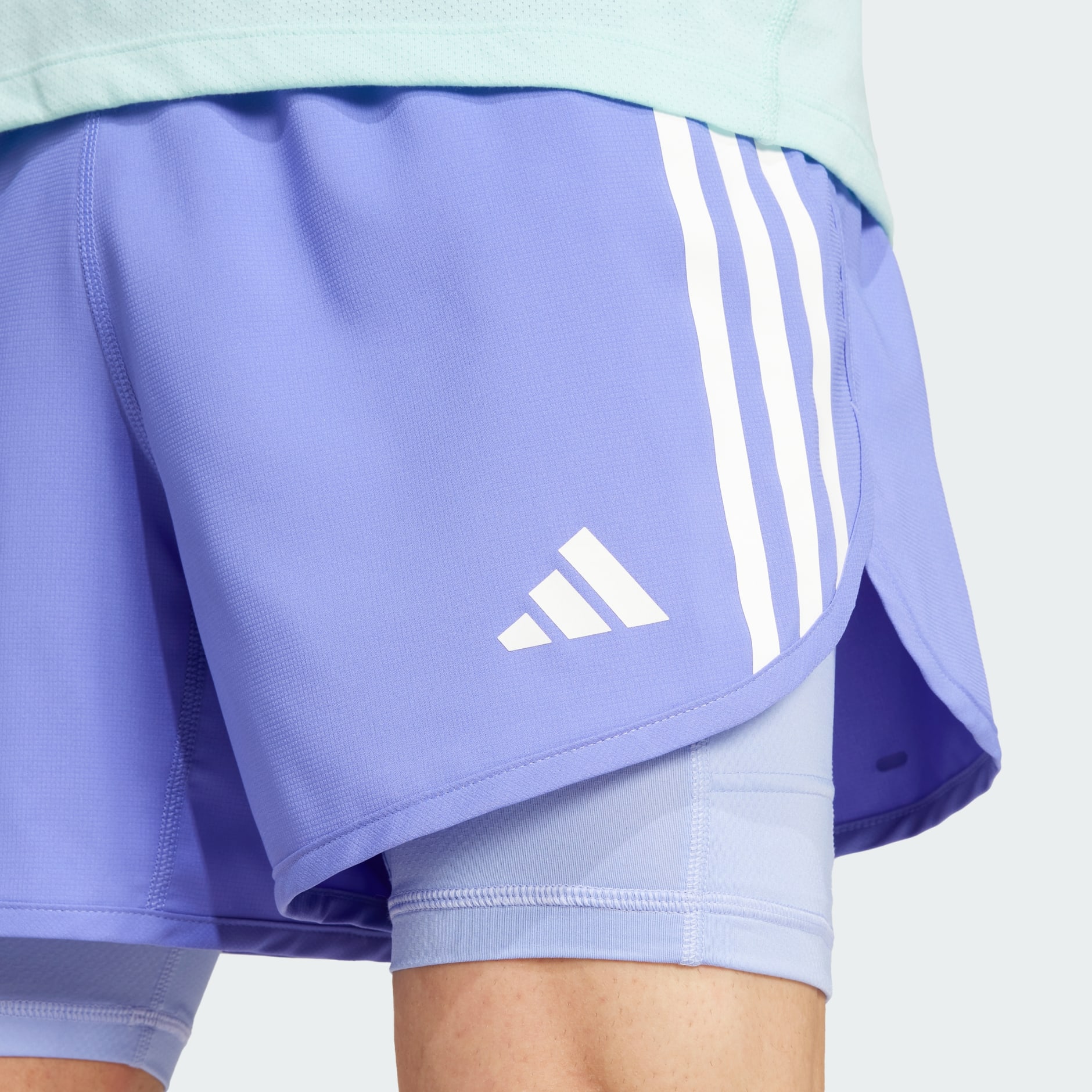 Clothing - Own the Run 3-Stripes 2-in-1 Shorts - Blue | adidas Oman