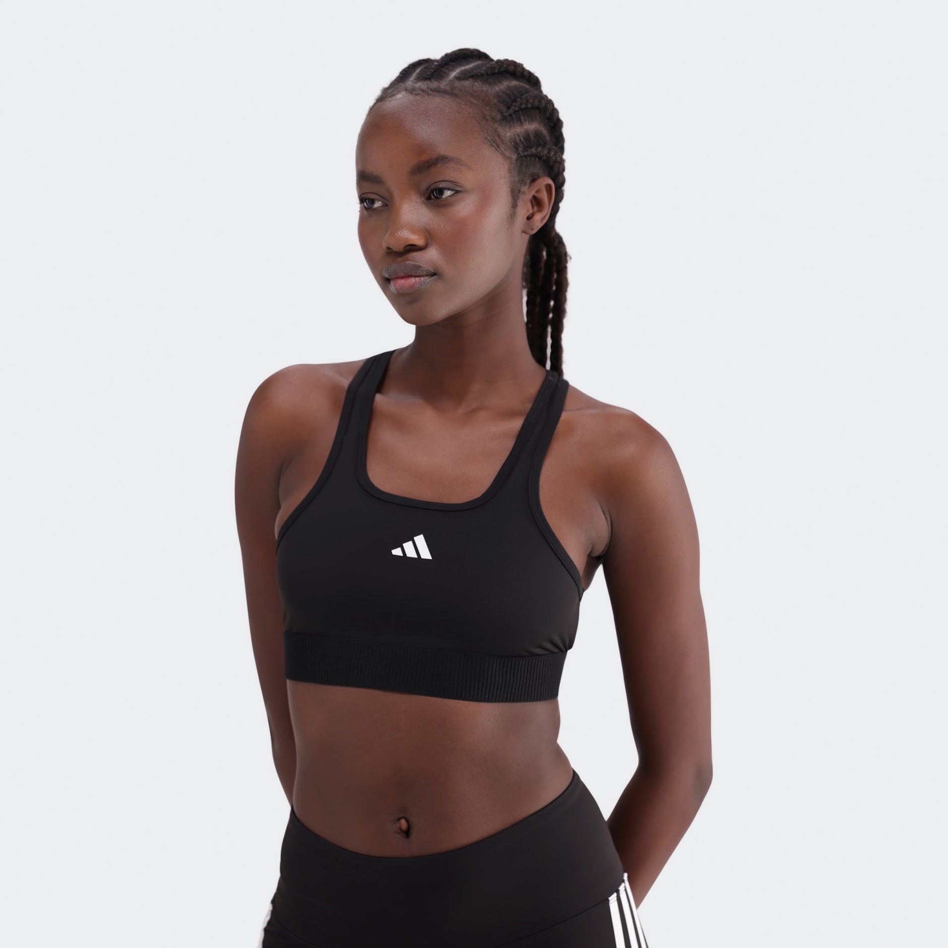 Clothing - Powerreact Training Medium-Support Bra - Black | adidas ...