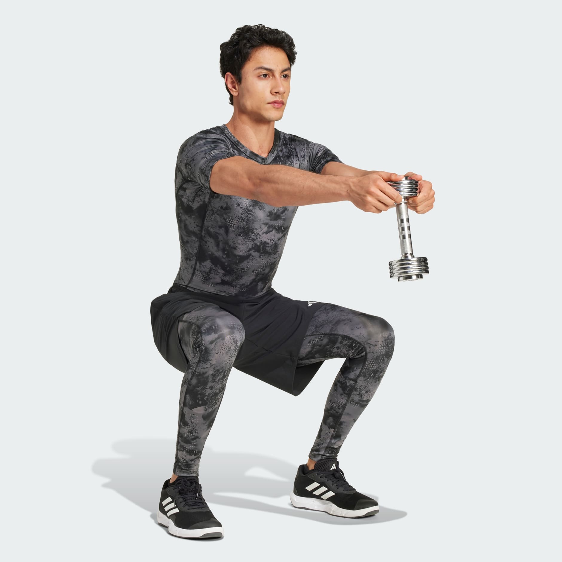 Clothing - TECHFIT Training Allover Print Long Tights - Black | adidas Oman