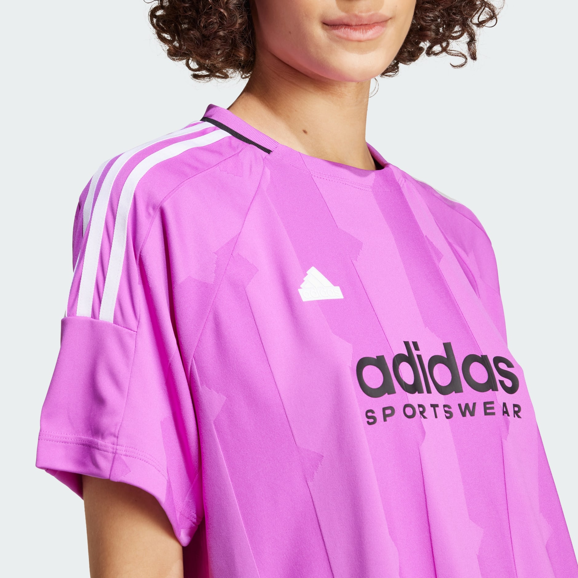 adidas Tiro Cut 3-Stripes Jacquard Boyfriend Tee - Purple | adidas TZ