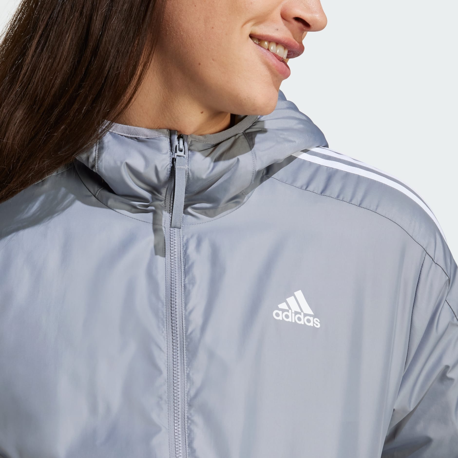 Clothing - Essentials 3-Stripes Insulated Hooded Jacket - Grey | adidas South Africa