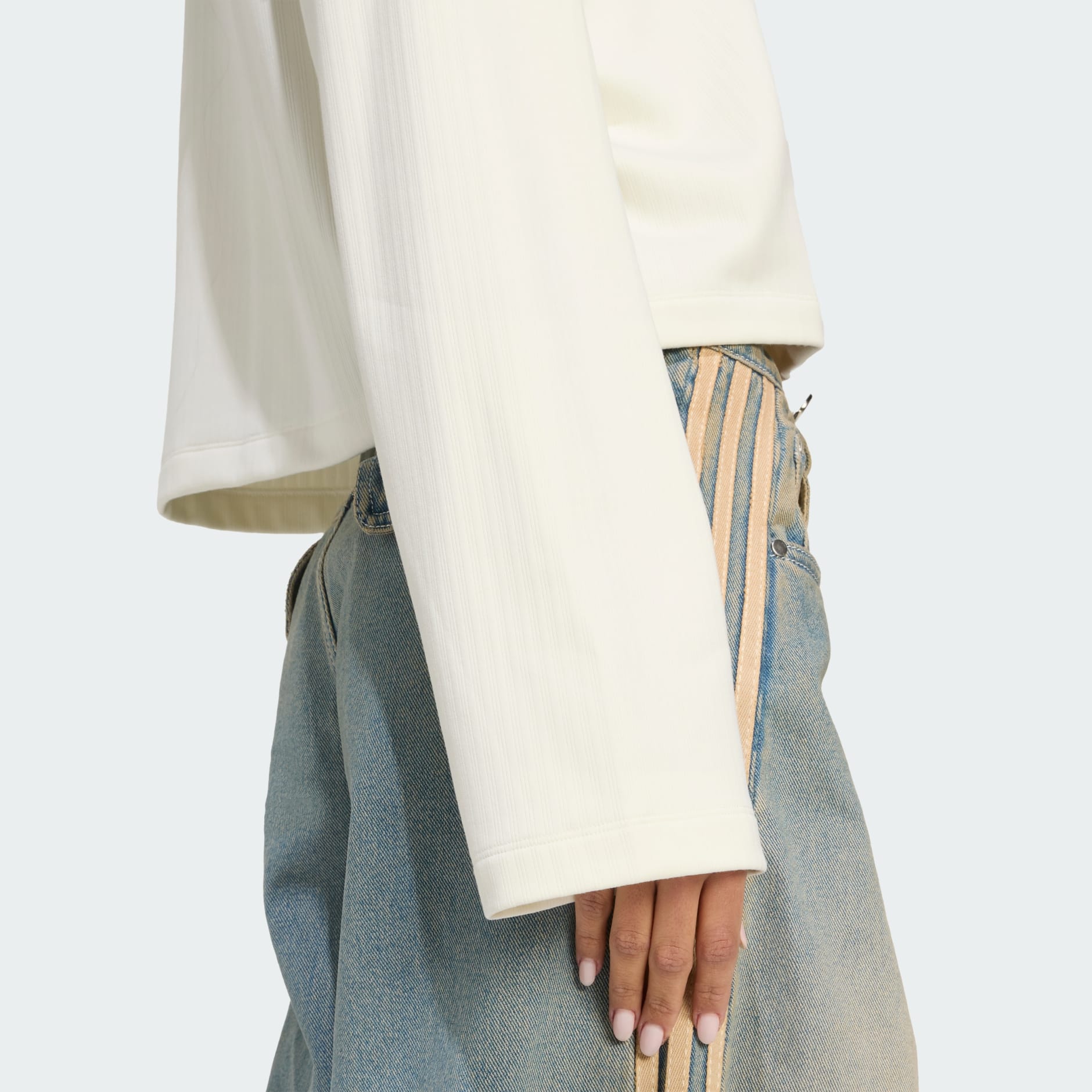 Clothing - Essentials Winterized Wide Rib Long Sleeve - White | adidas South Africa