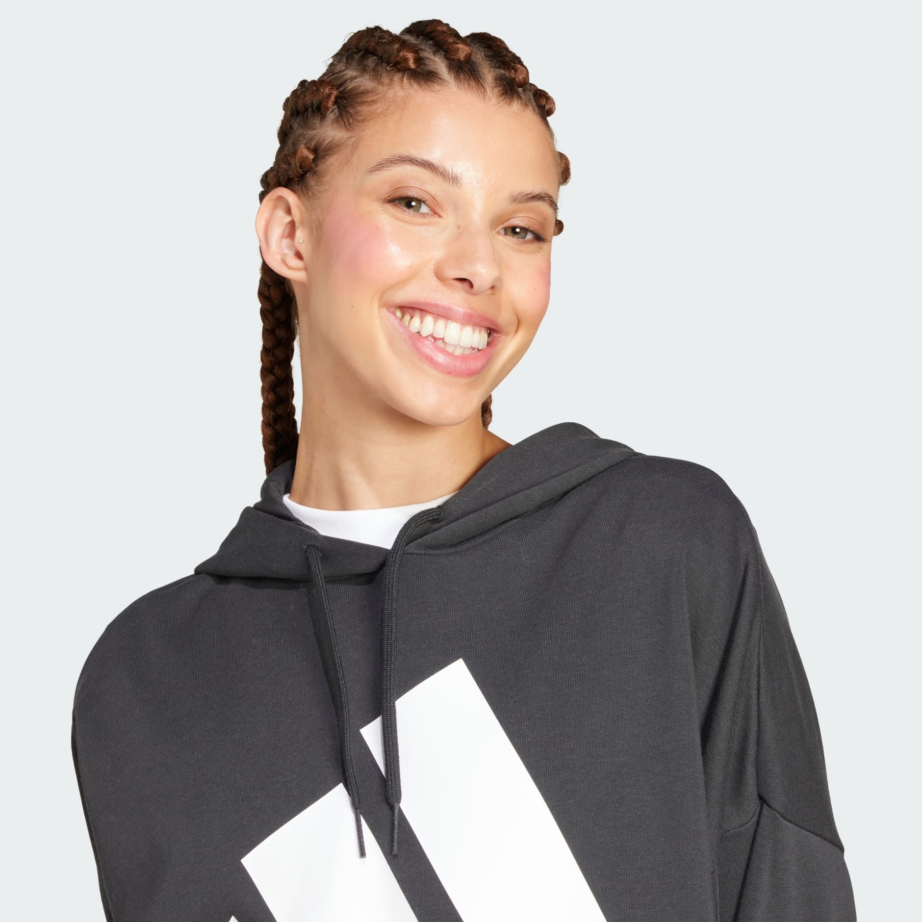 adidas Essentials Big Logo French Terry Loose Hoodie - Black | adidas UAE