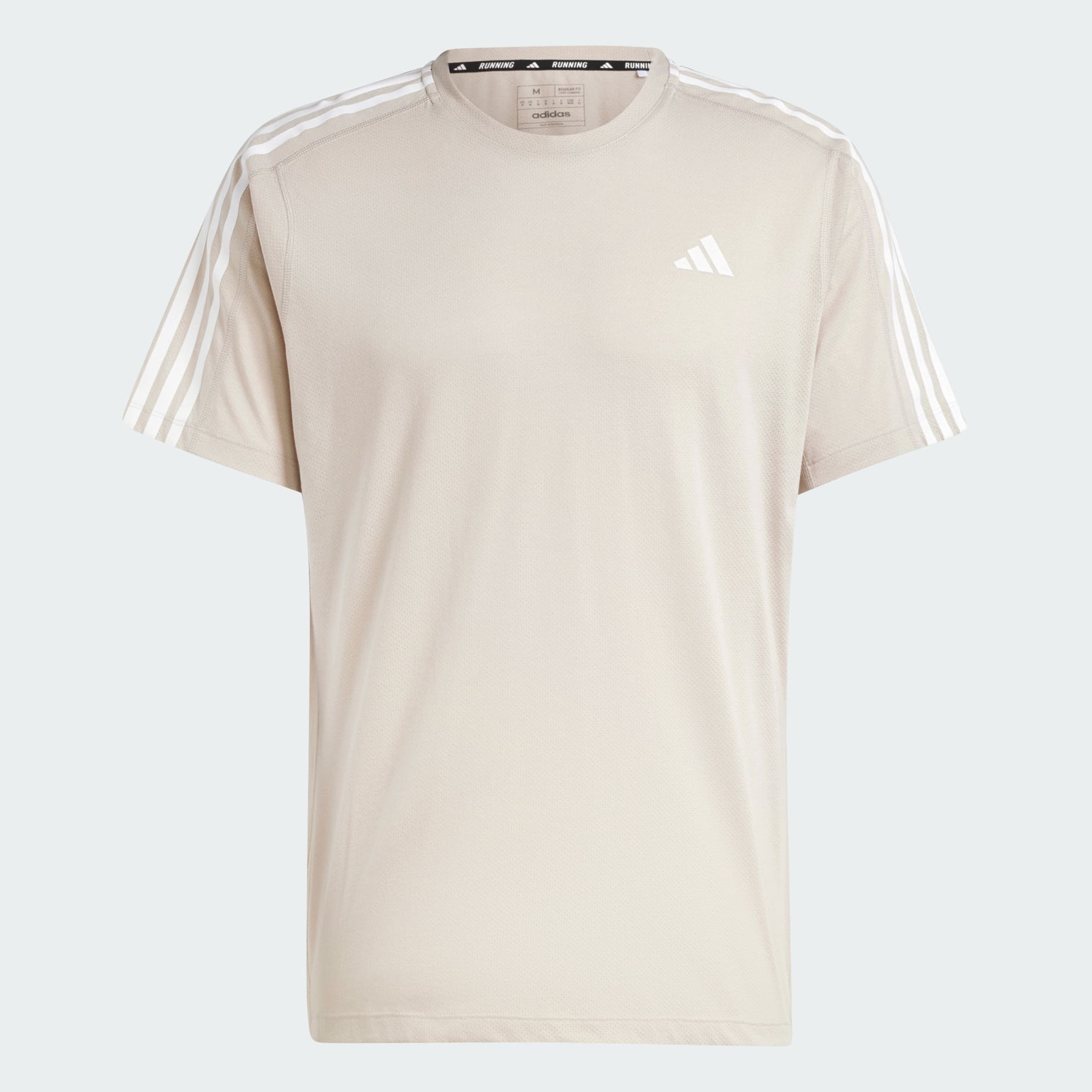 adidas חולצת ריצה 3 פסים Own the Run - בז' | adidas IL