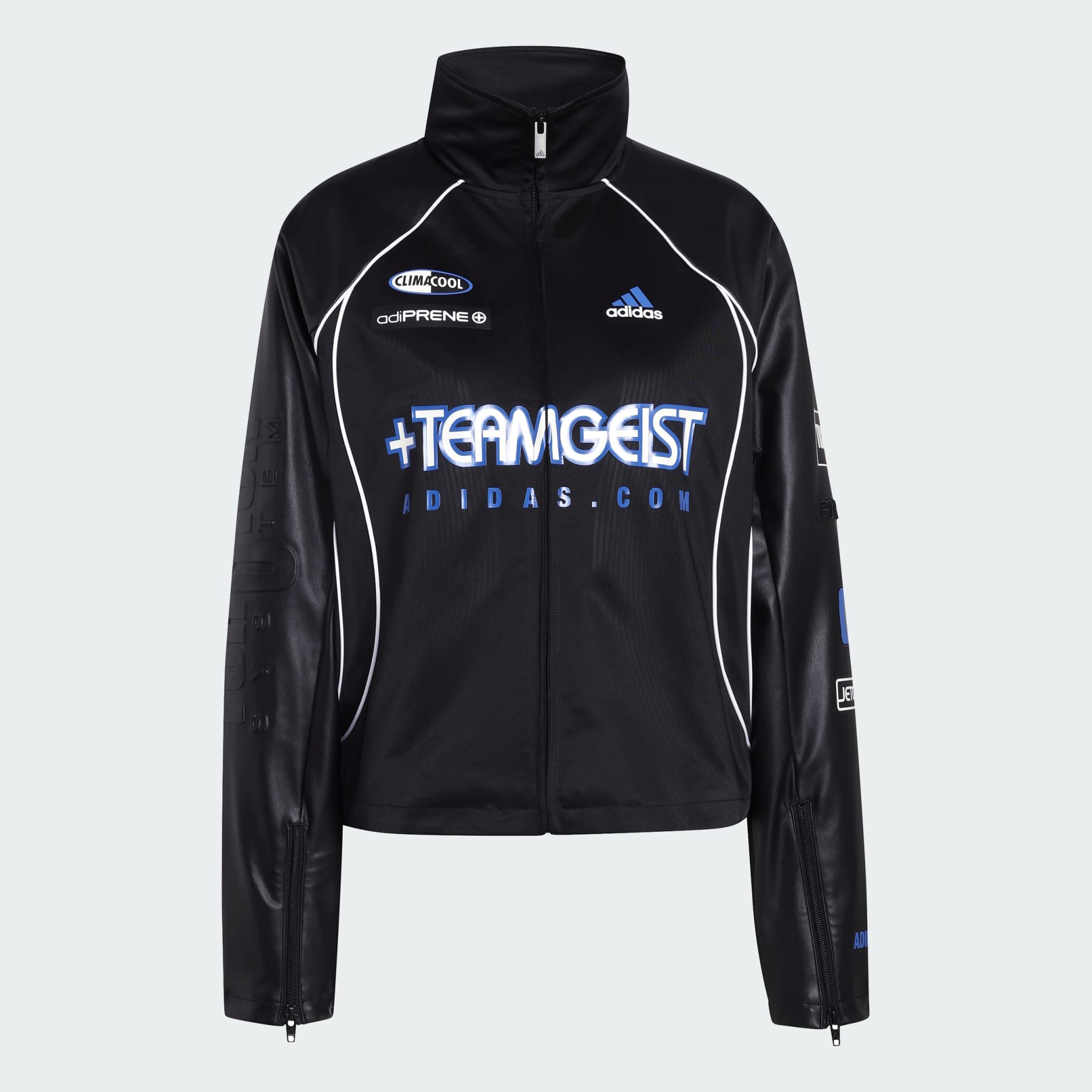 adidas TEAMGEIST FAUX LEATHER TRACK TOP - Black | adidas UAE