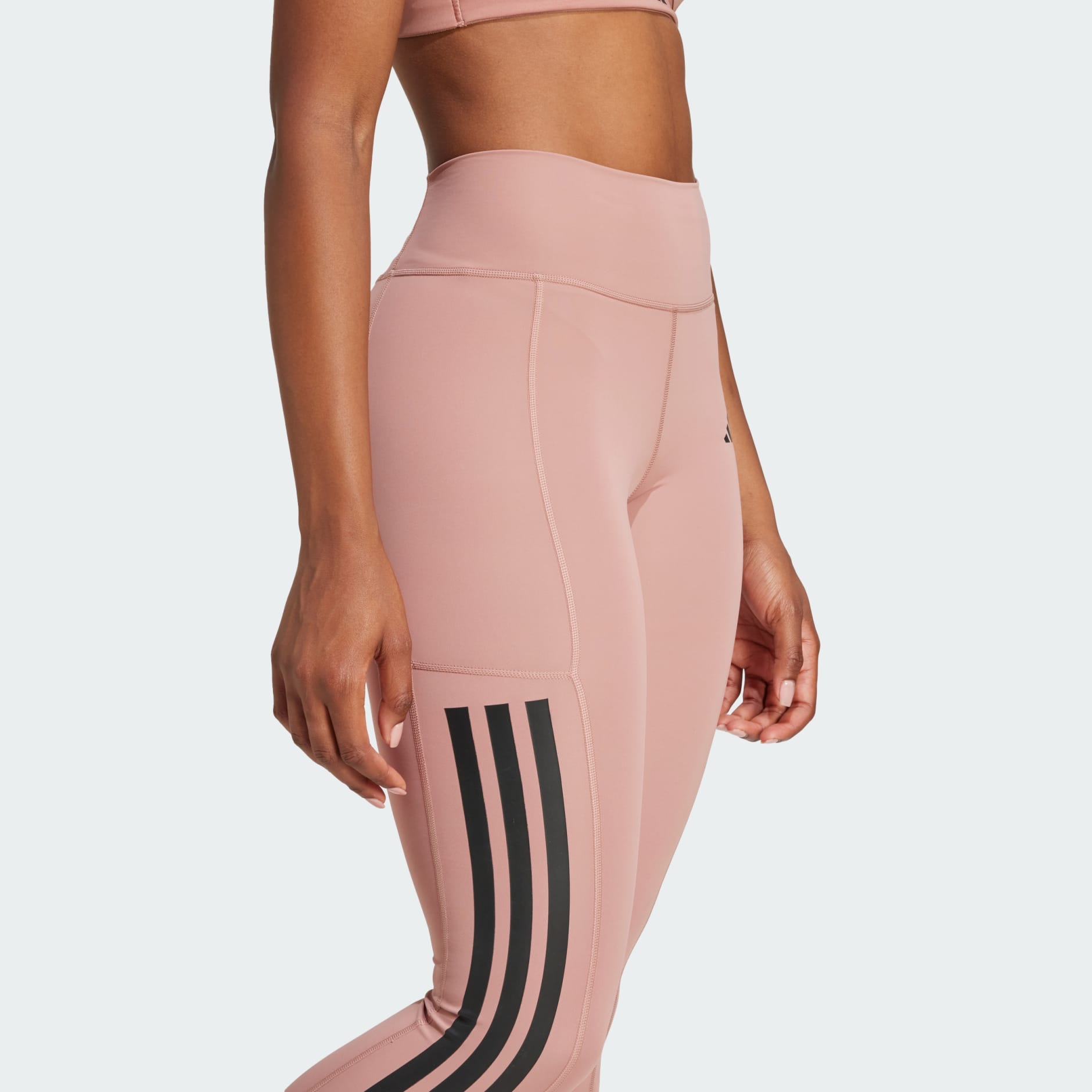 adidas Legging long 3 bandes Optime - Rose