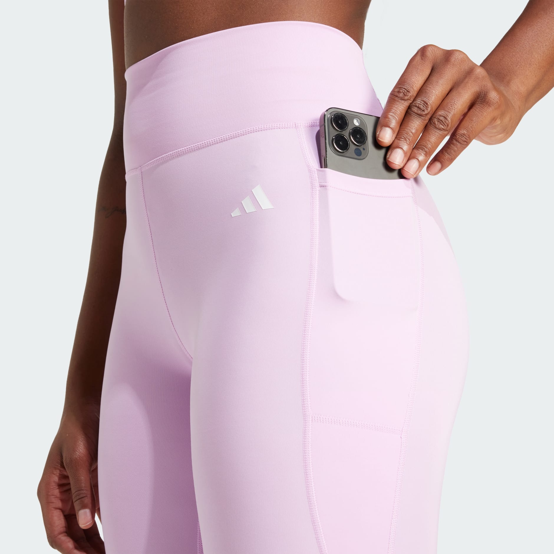adidas Optime Essentials Stash Pocket Full-Length Leggings - Purple ...