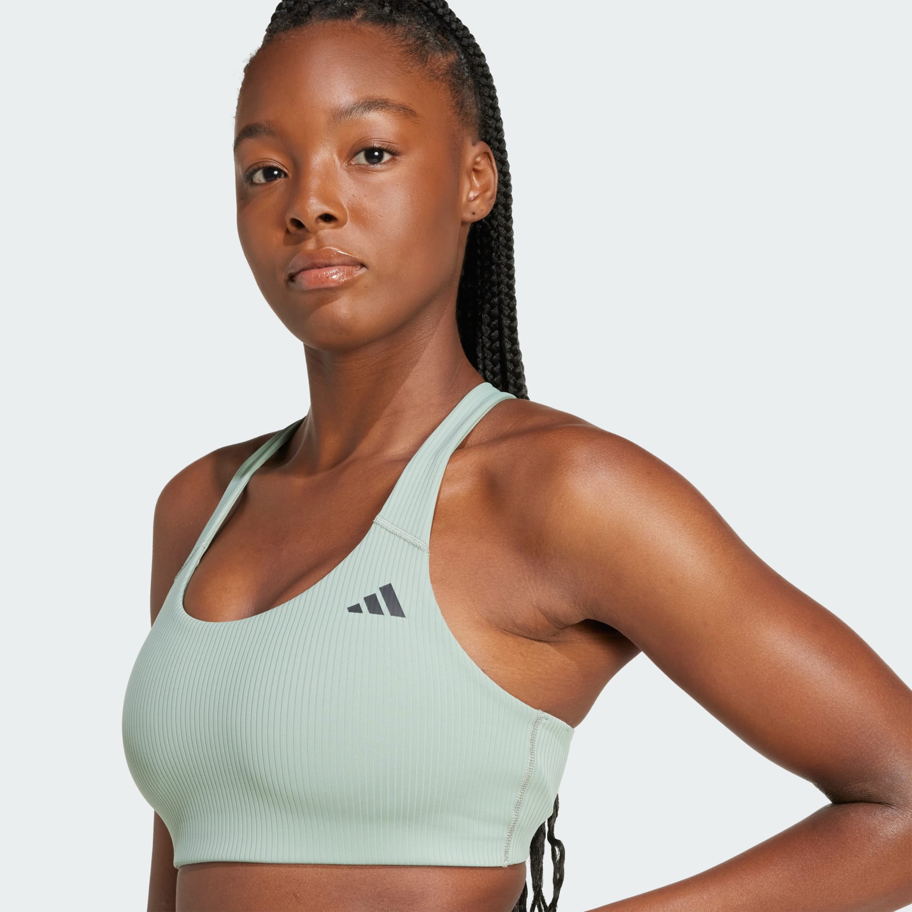 Clothing - Powerimpact Rib Medium Support Training Bra - Green | adidas ...