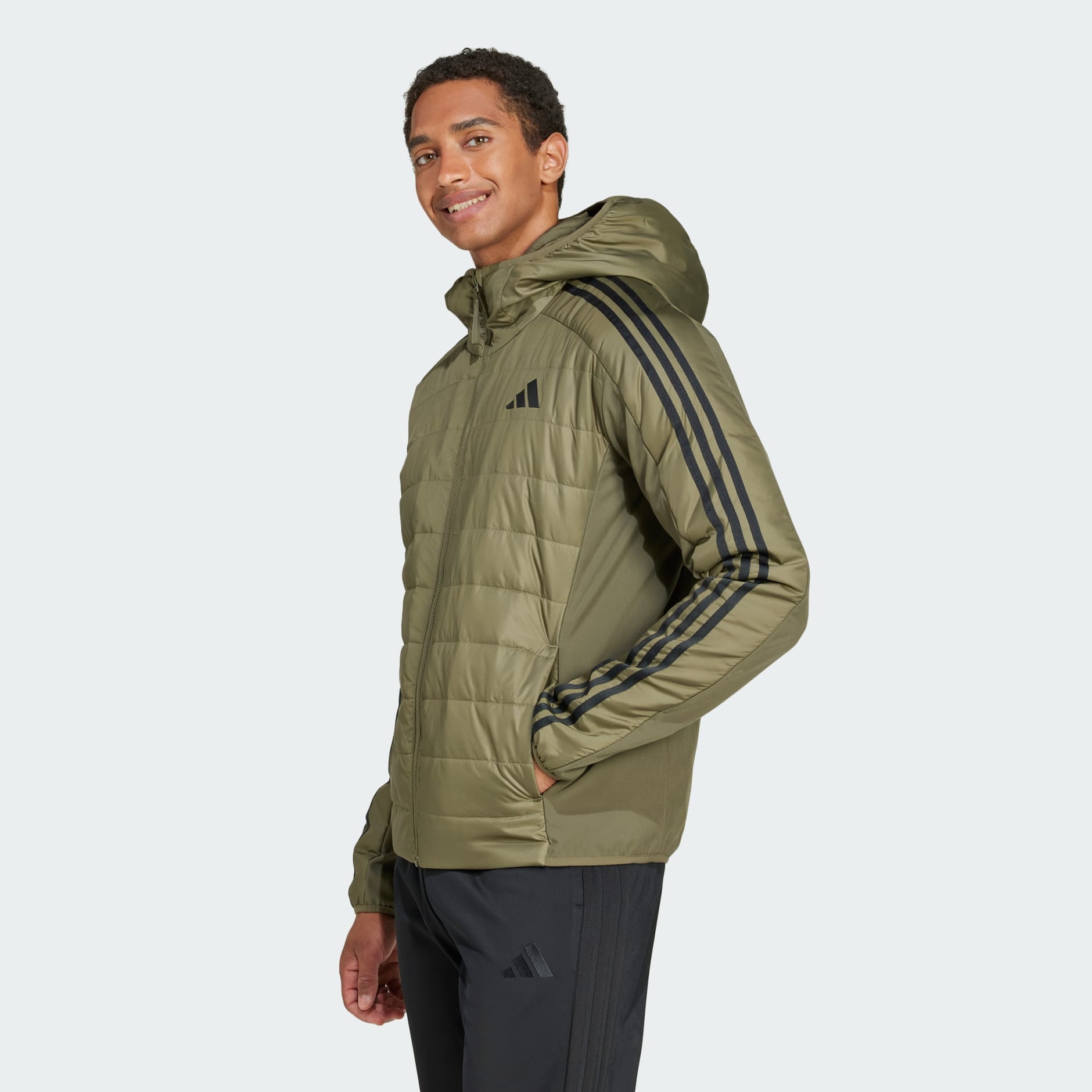 Clothing - Essentials 3-Stripes Insulation Hybrid Jacket - Green | adidas South Africa