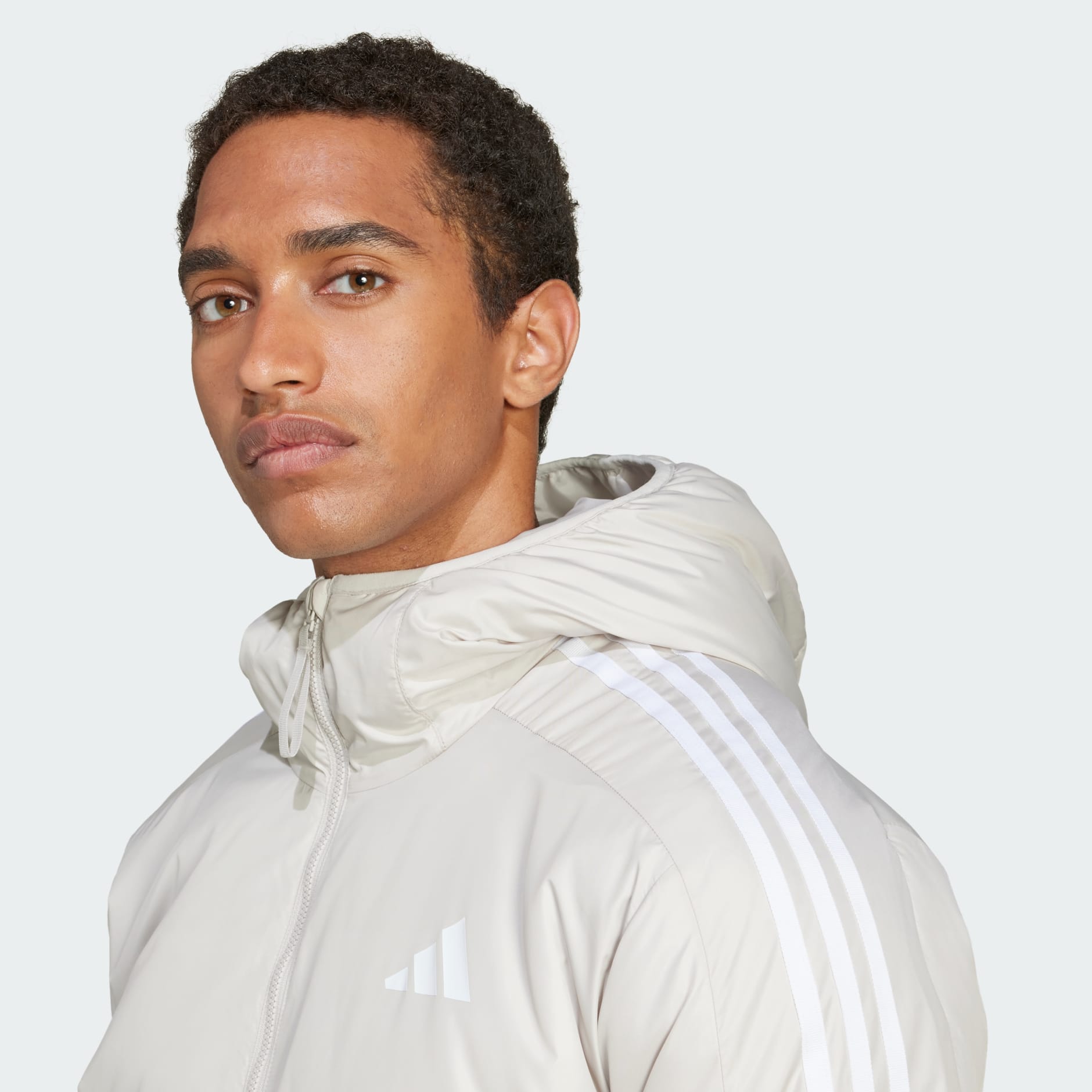 Clothing - Essentials 3-Stripes Insulation Hooded Jacket - Beige | adidas South Africa