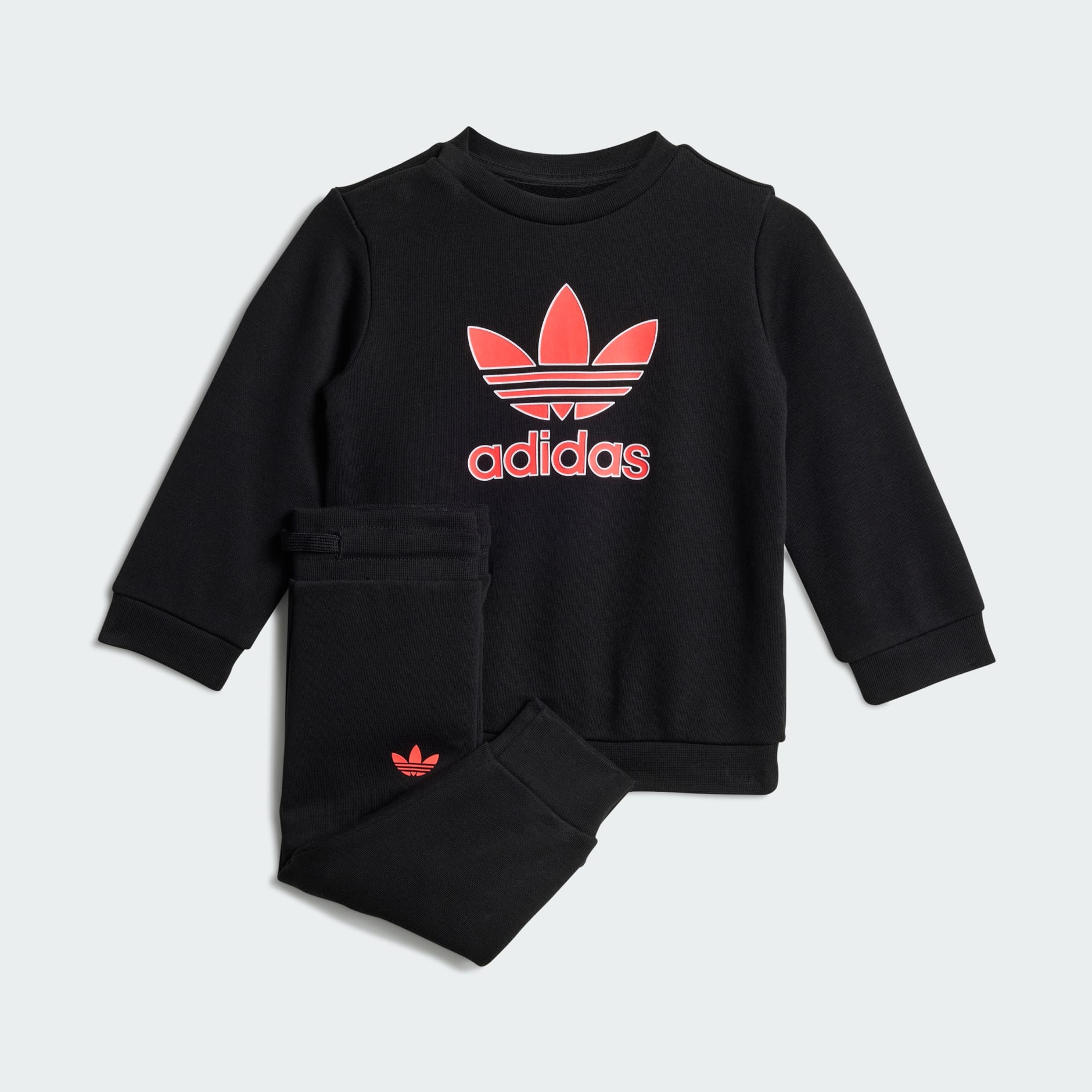 Kids Clothing - Trefoil Crew Set Kids - Black | adidas Saudi Arabia