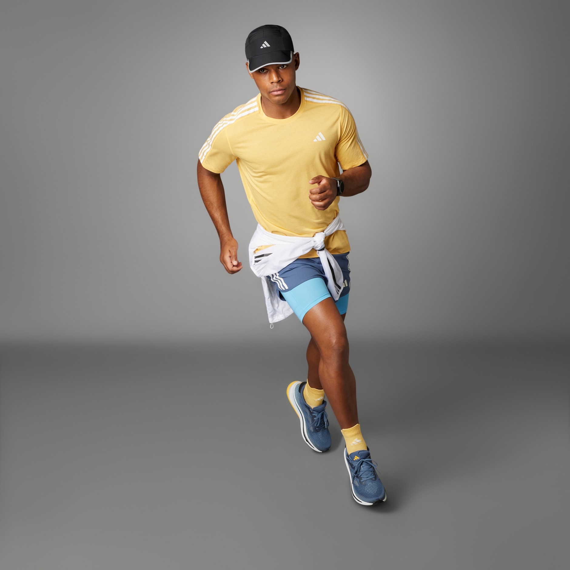 Own the Run 3-Stripes Tee - Yellow | adidas Hong Kong