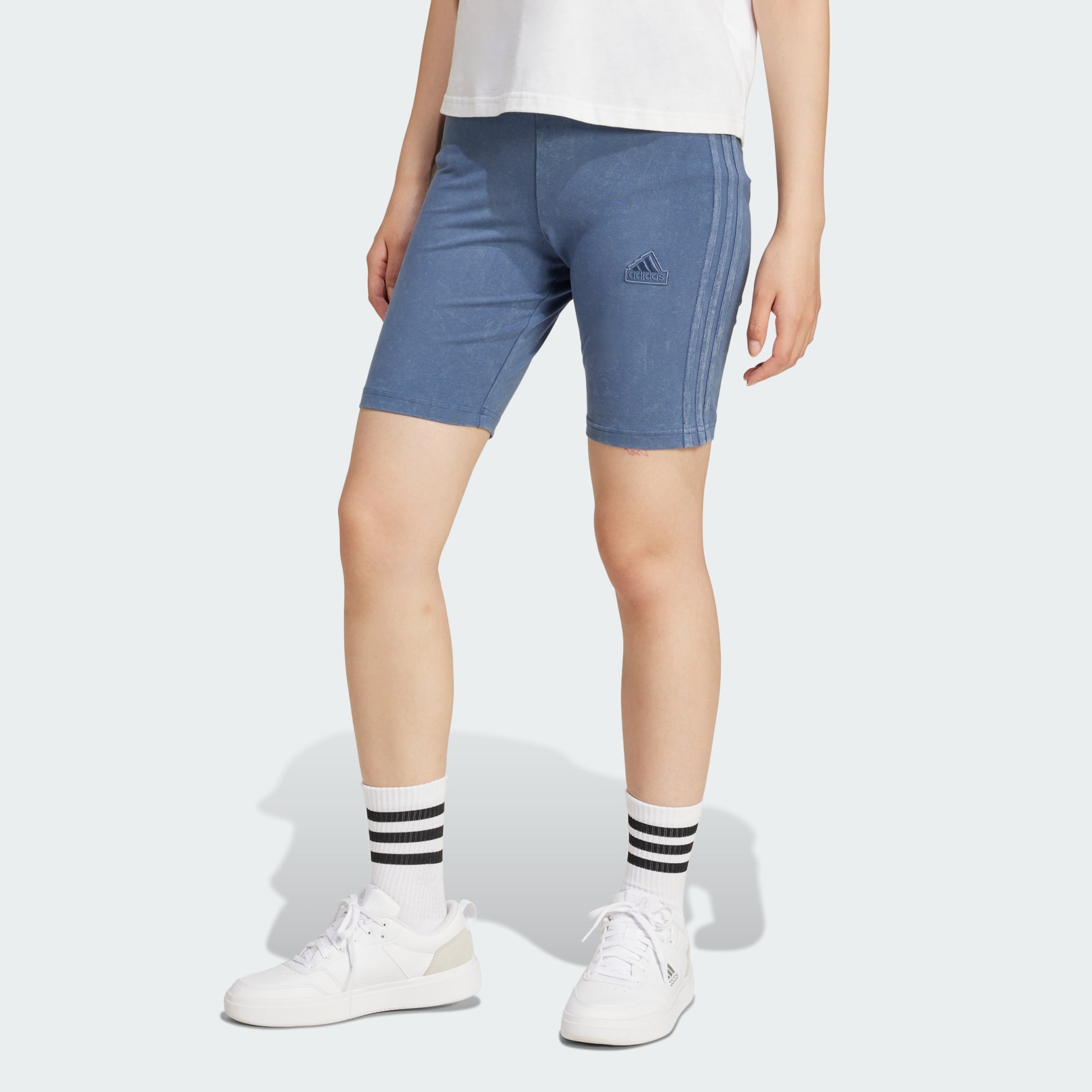 CLOTHING - ALL SZN 3-Stripes Garment Wash Bike Shorts - Blue | adidas Qatar