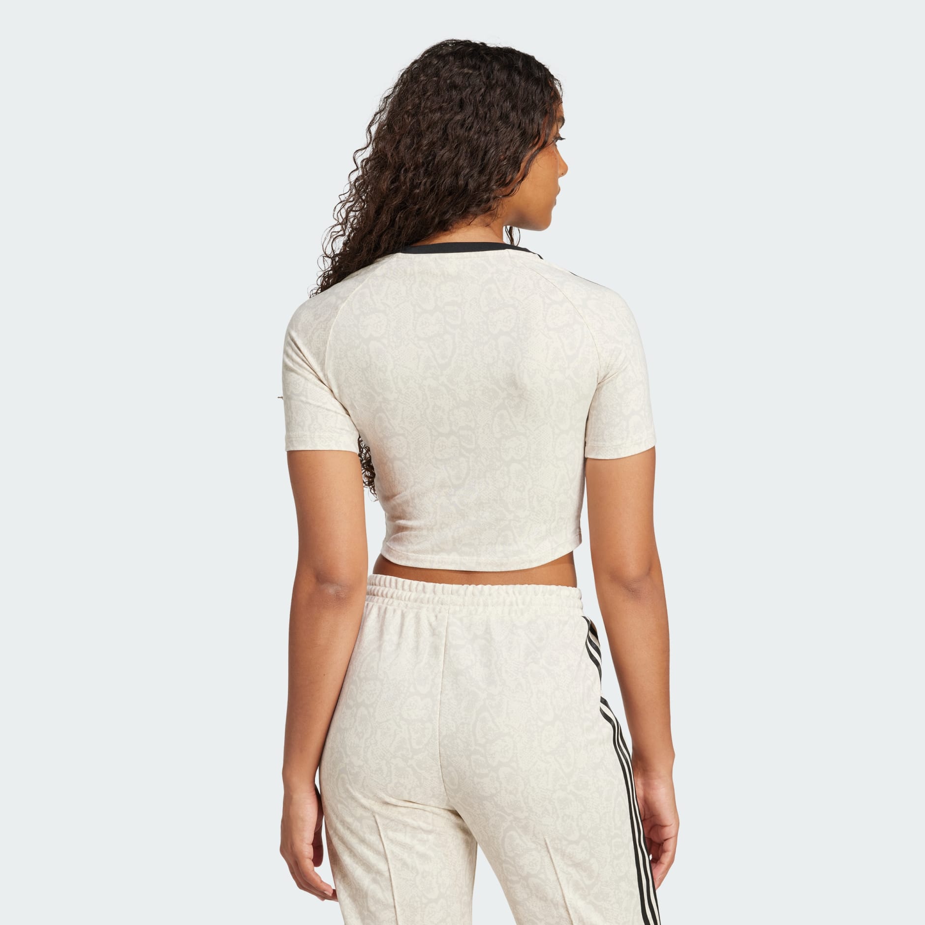 CLOTHING - Snakeskin 3-Stripes Baby Tee - White | adidas Oman CLOTHING - Snakeskin 3-Stripes Baby Tee - White | adidas Oman
