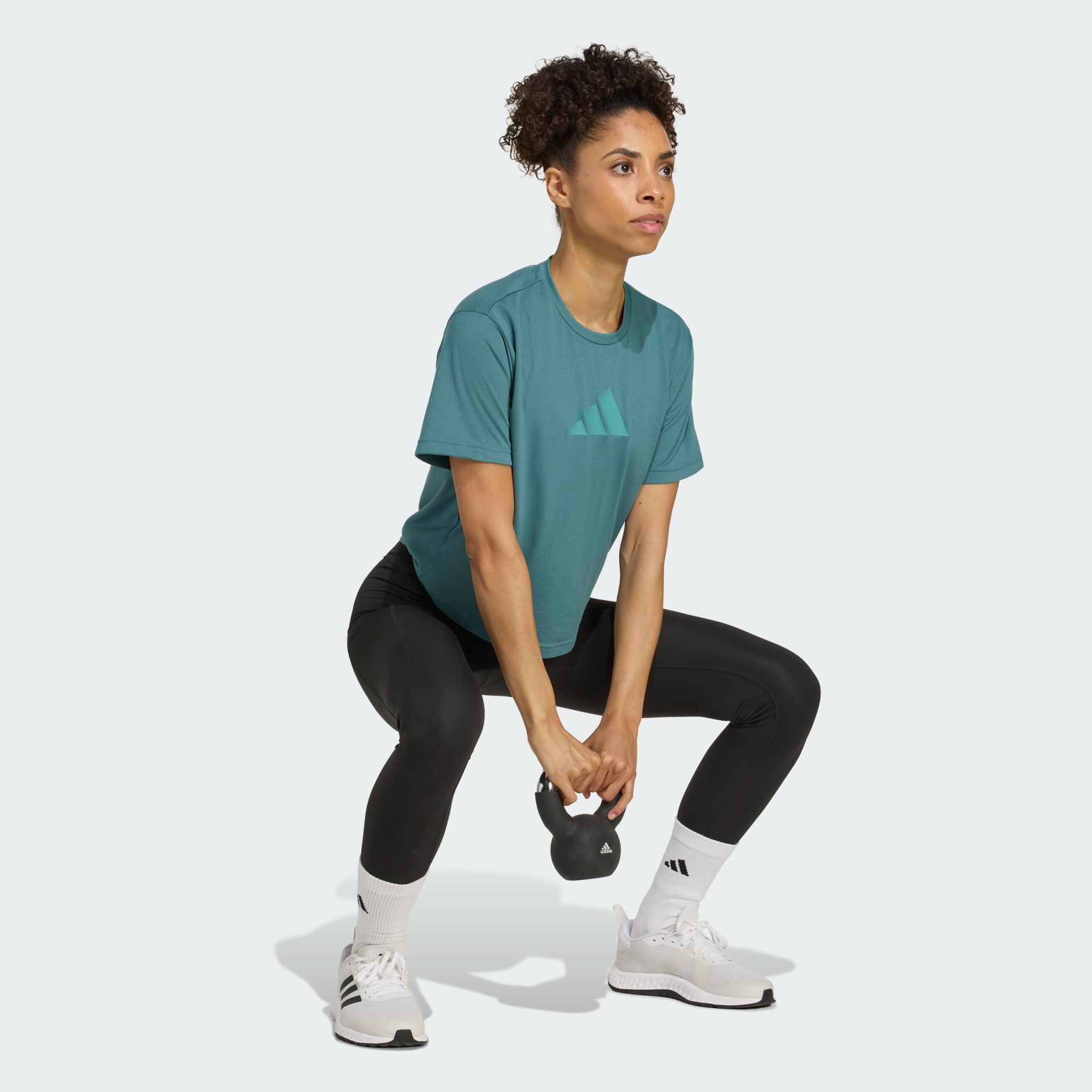 Women's Clothing - Train Essentials Big Logo Performance Training Tee - Green | adidas Egypt