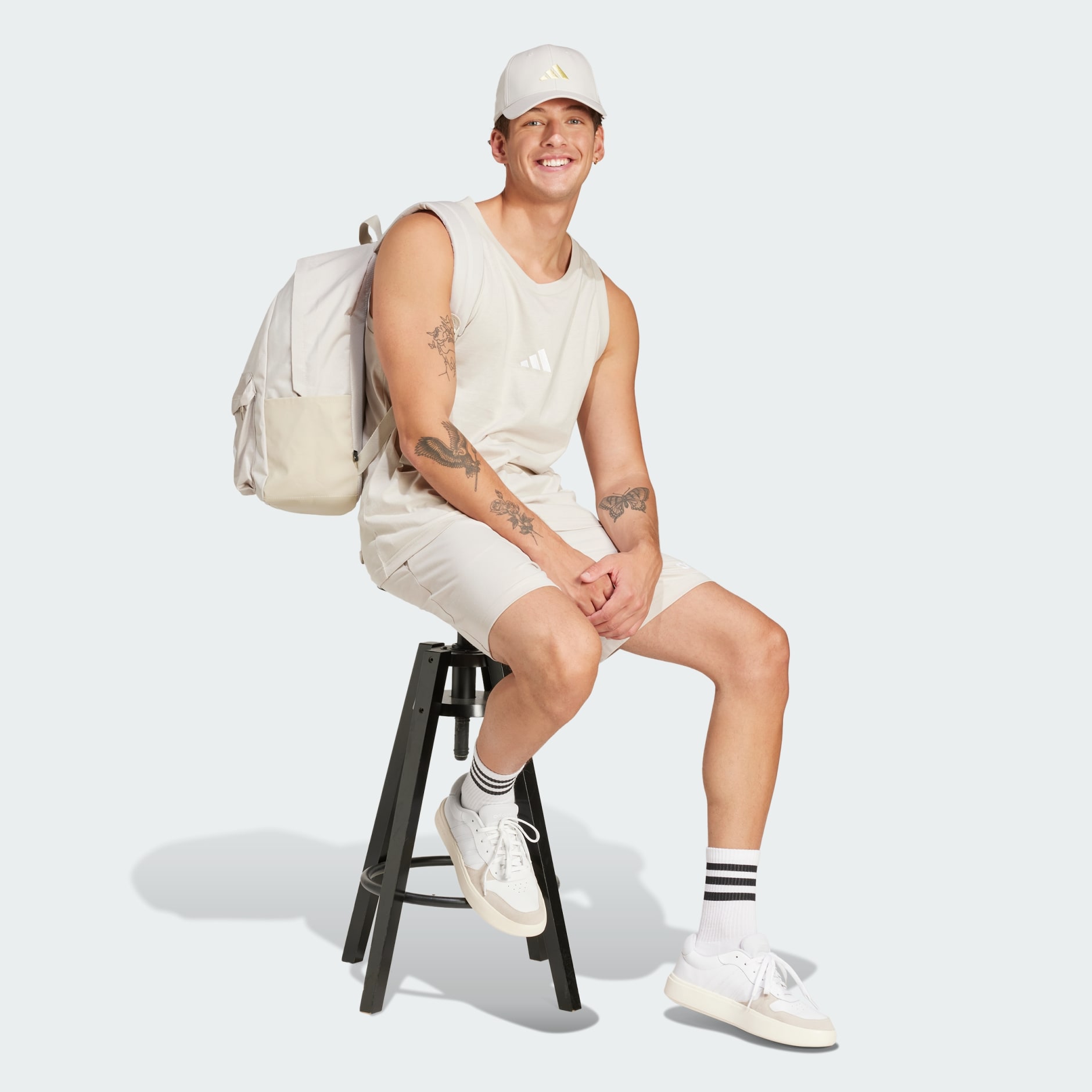Classic Back-to-School 3-Stripes Backpack - Beige | adidas Hong Kong