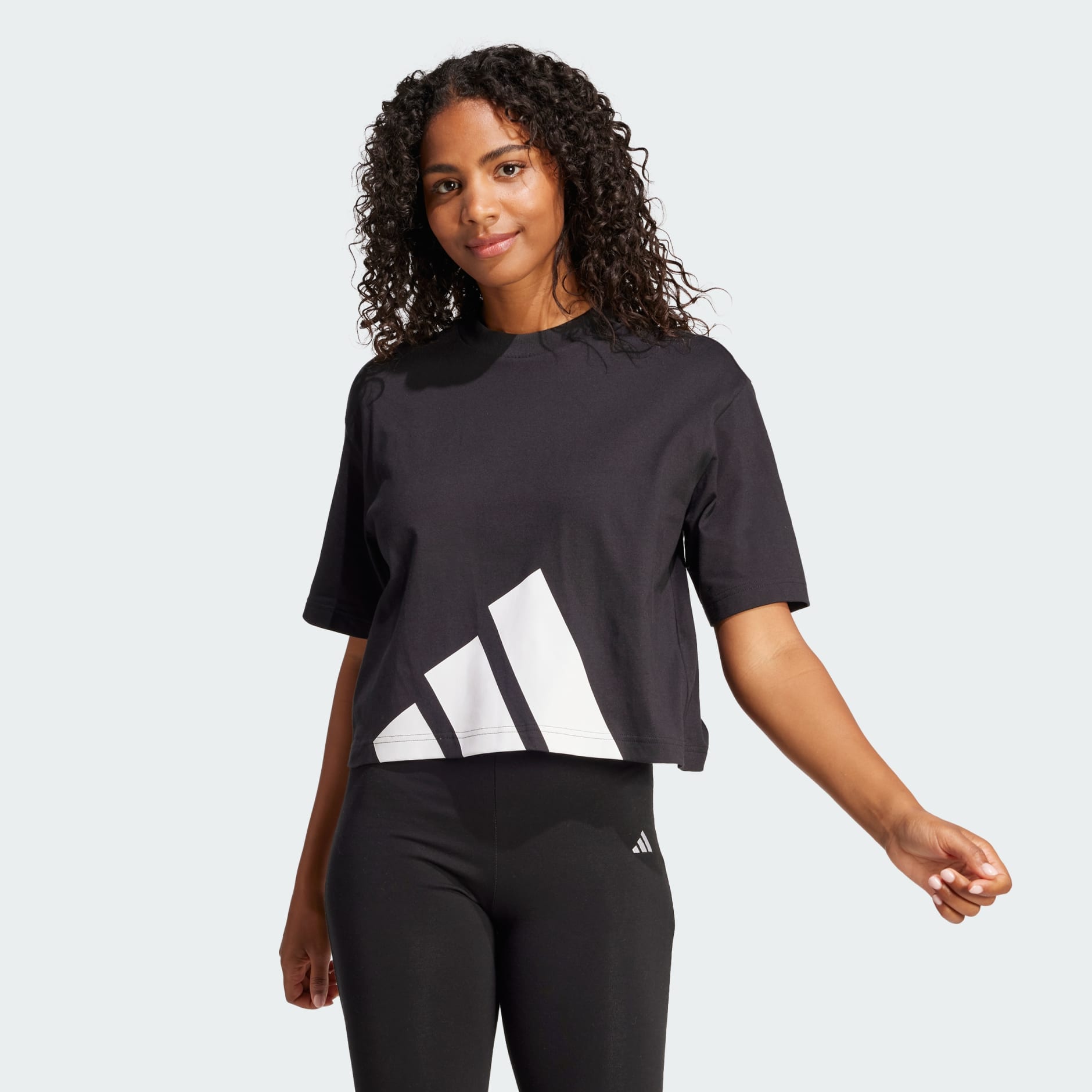 Women's Clothing - Essentials Big Logo Boyfriend Tee - Black | adidas Egypt