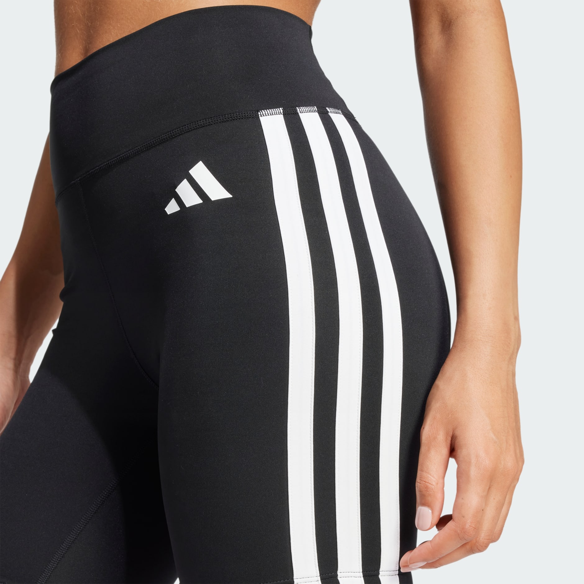 Optime Essentials 3-Stripes Short Leggings - Black | adidas Hong Kong