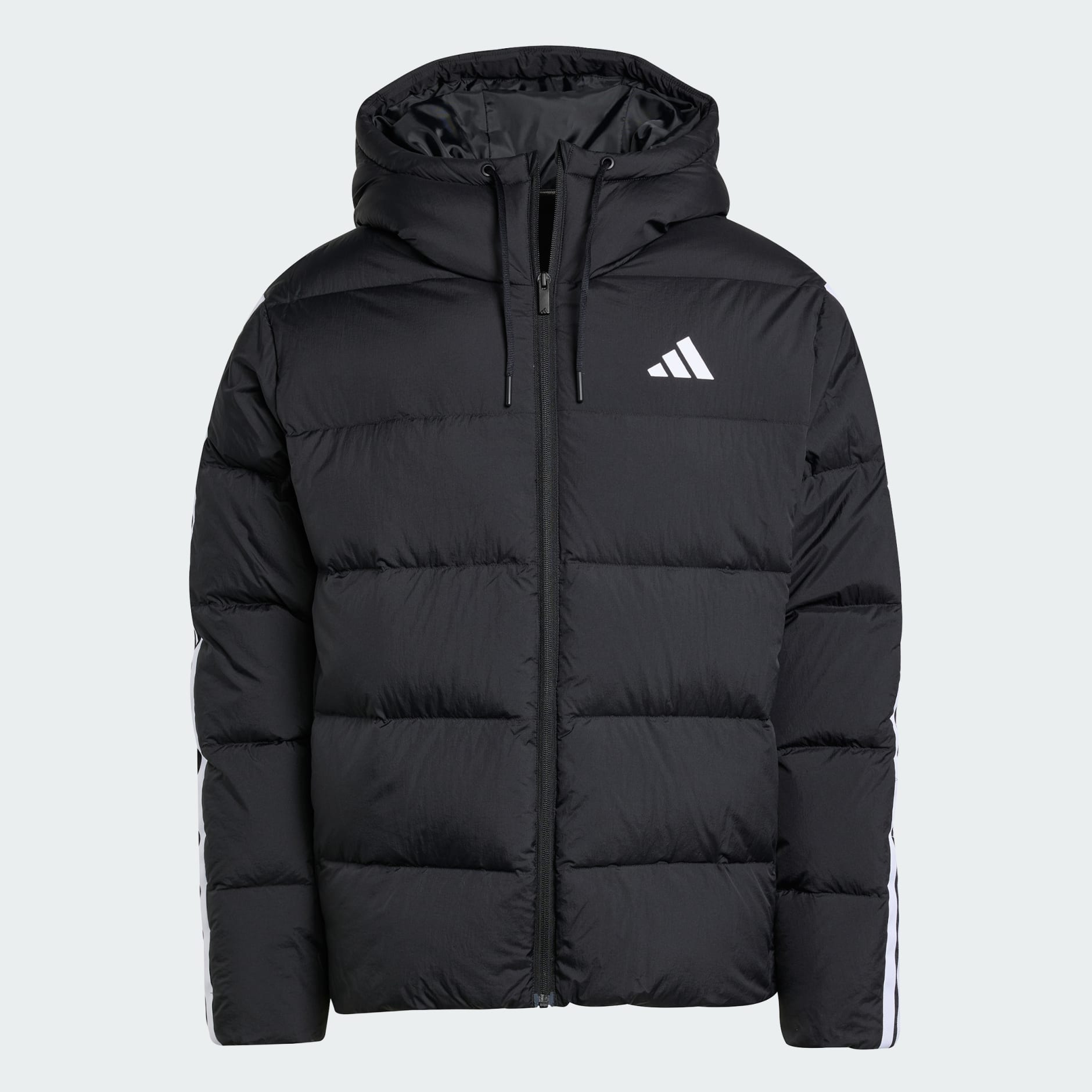 Clothing - Essentials Climawarm 3-Stripes Puffer Down Hooded Jacket - Black | adidas Qatar