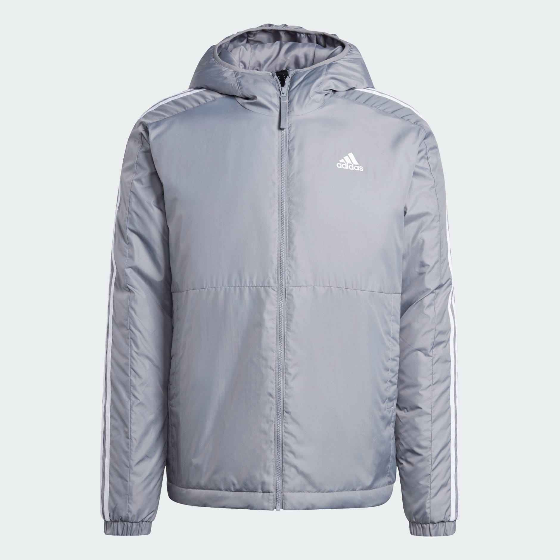 Clothing - Essentials 3-Stripes Insulated Hooded Jacket - Grey | adidas South Africa
