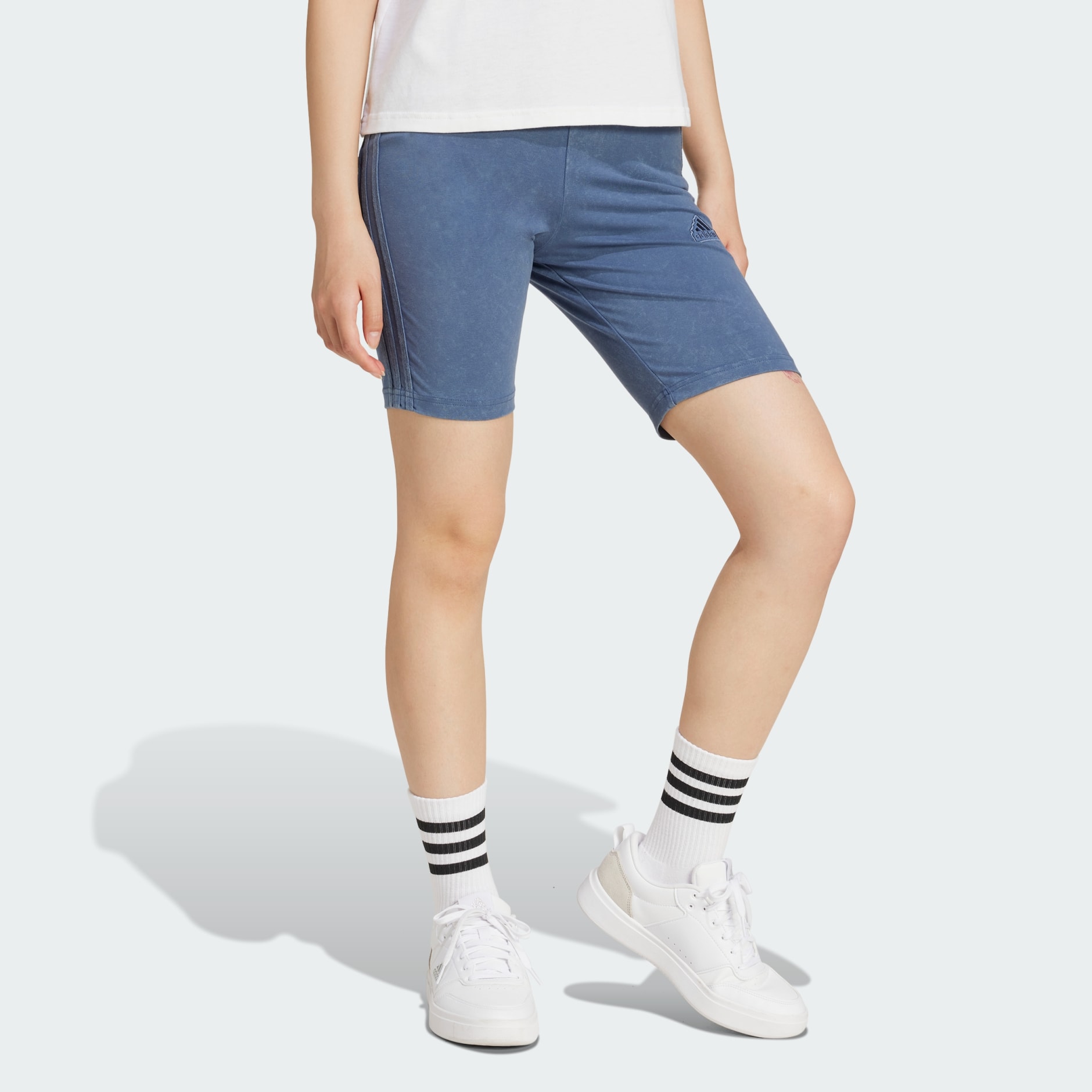 CLOTHING - ALL SZN 3-Stripes Garment Wash Bike Shorts - Blue | adidas Qatar