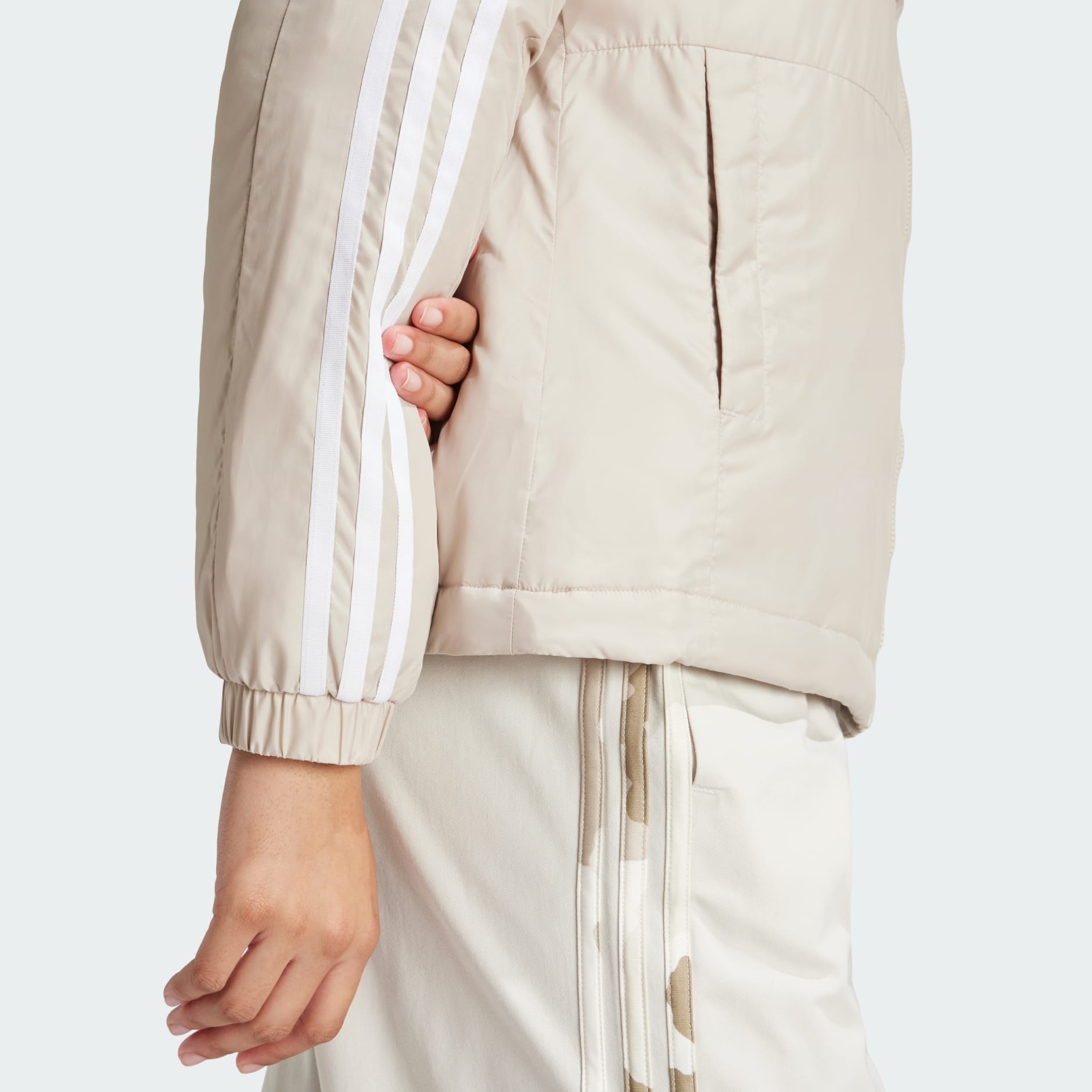 adidas Sportswear - Essentials 3-Stripes Insulated Hooded Jacket - Beige | adidas South Africa