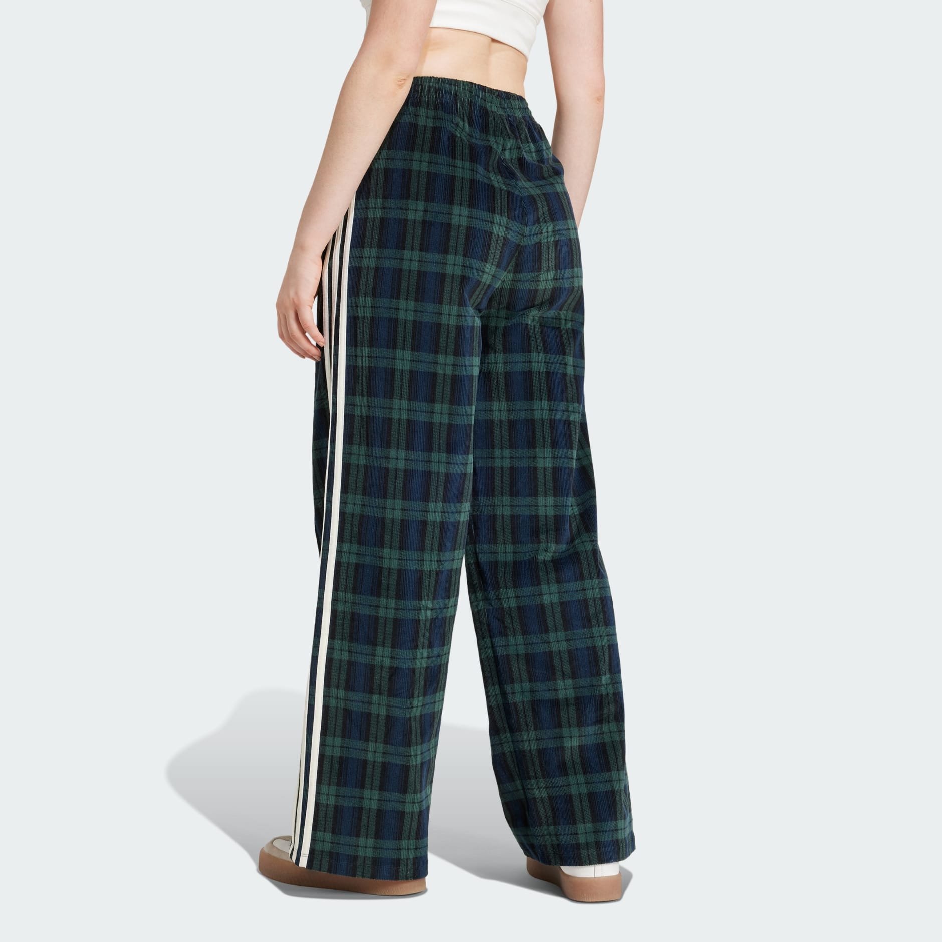 Corduroy Tartan Wide Leg Pants - Blue | adidas Hong Kong