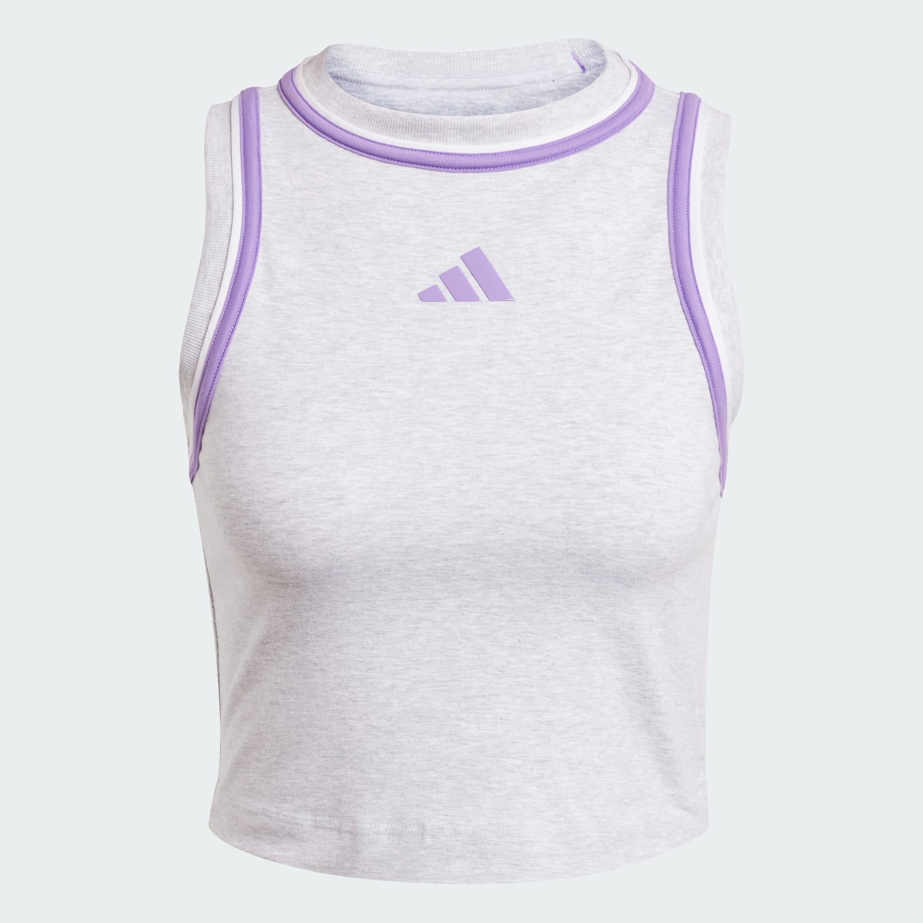 Clothing - Essentials Color-Pop Cotton Crop Tank Top - Grey | adidas ...