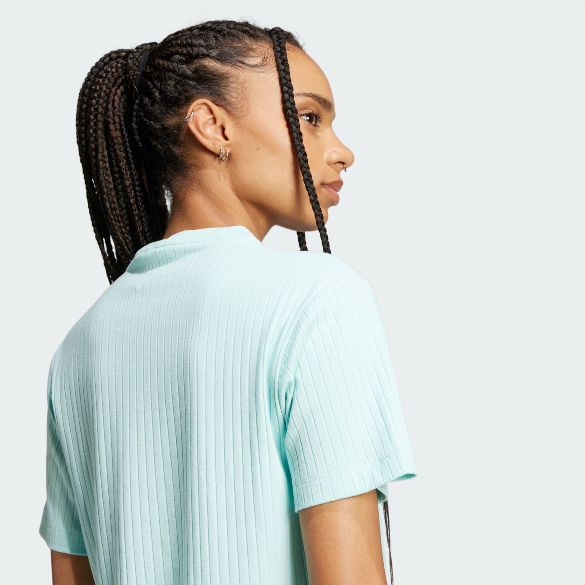 Clothing - Essentials Wide Rib Tee - Turquoise | adidas Israel