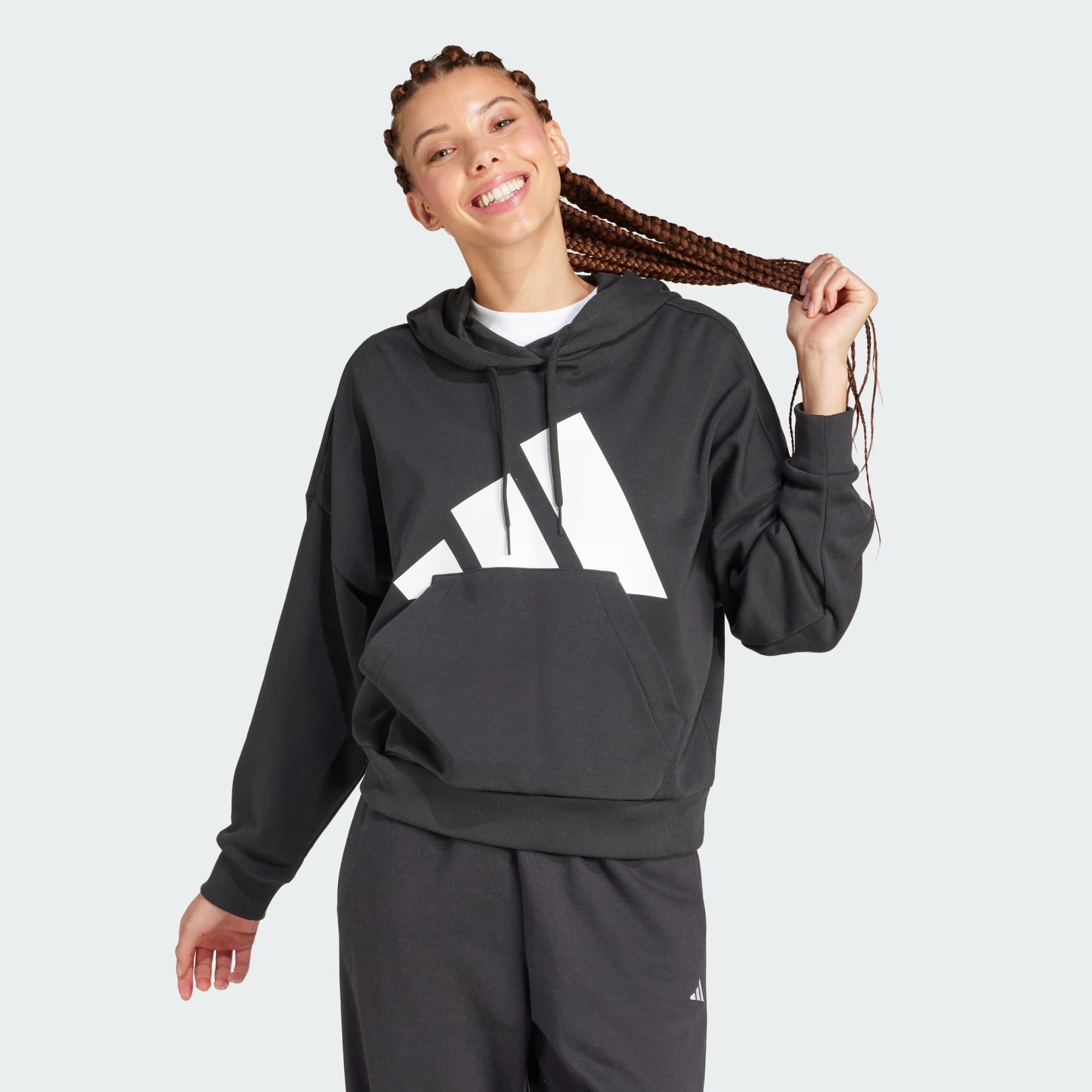 CLOTHING - Essentials Big Logo French Terry Loose Hoodie - Black ...