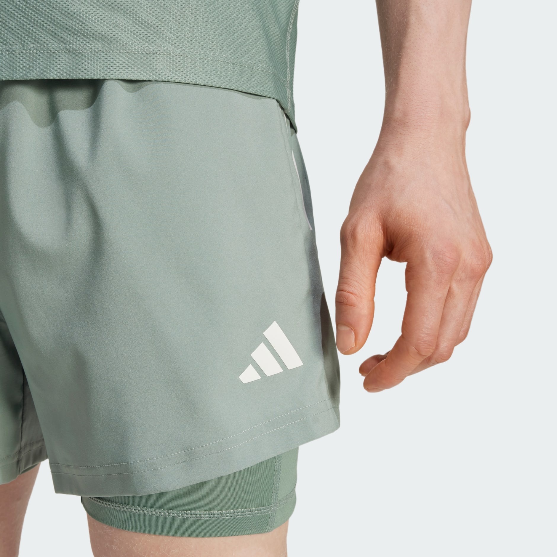 adidas Own the Run CLIMACOOL 2-in-1 Shorts - Green | adidas UAE