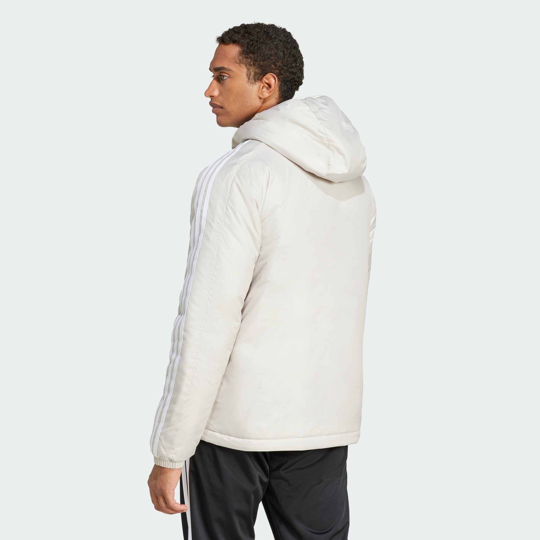 Clothing - Essentials 3-Stripes Insulation Hooded Jacket - Beige | adidas South Africa